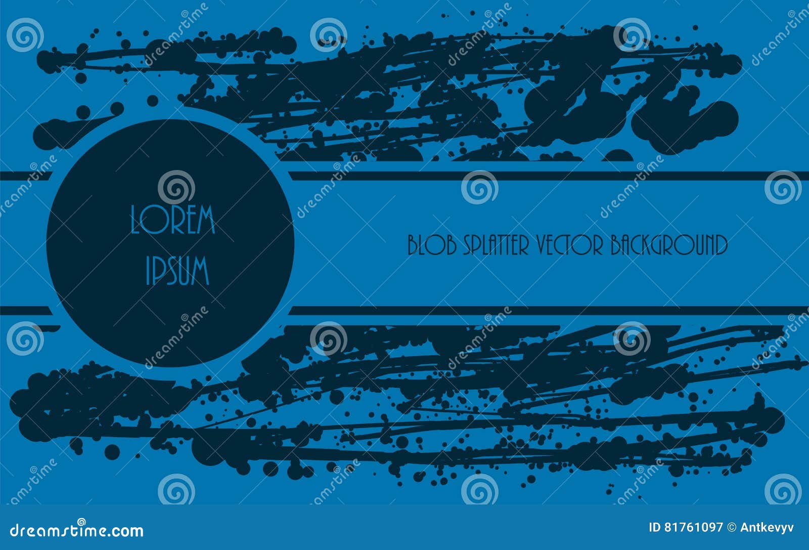 Splatter Blue Color Painting Ink Drops And Splashes. Blotter Spots ...