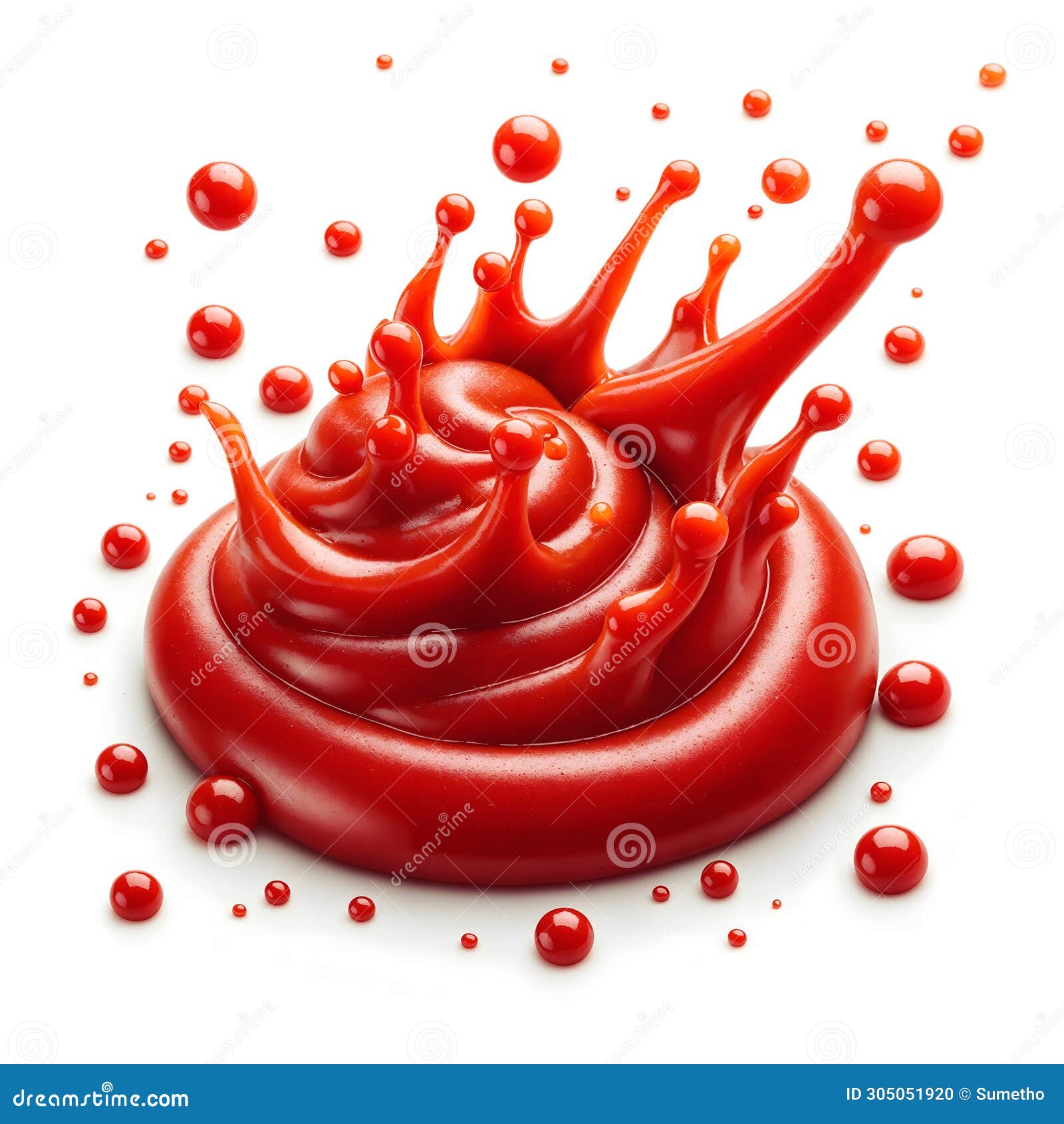 A Splatter of Ketchup in the Center of the Image, with Droplets in ...
