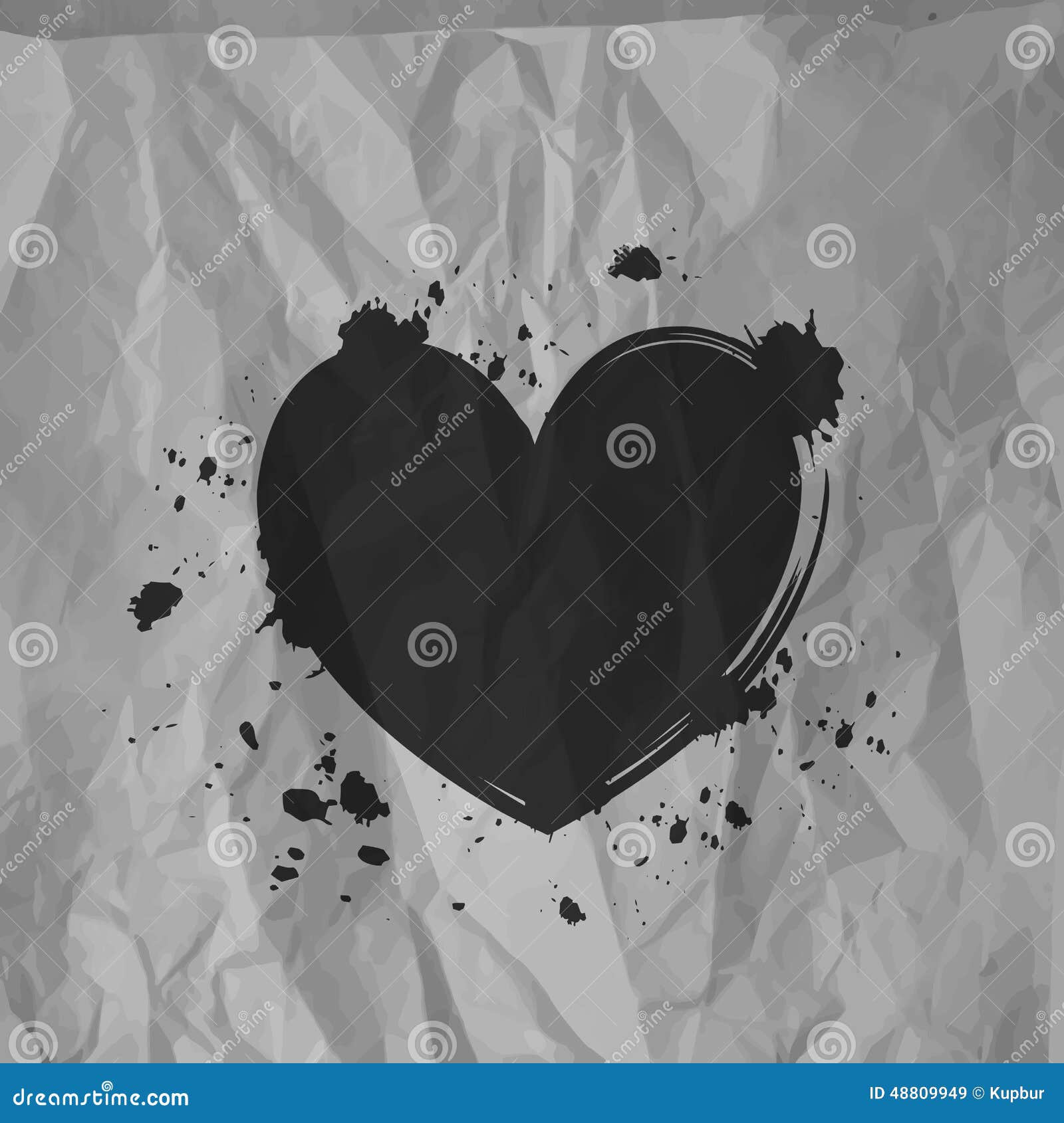 Splattered black heart stock vector. Illustration of love - 48809949