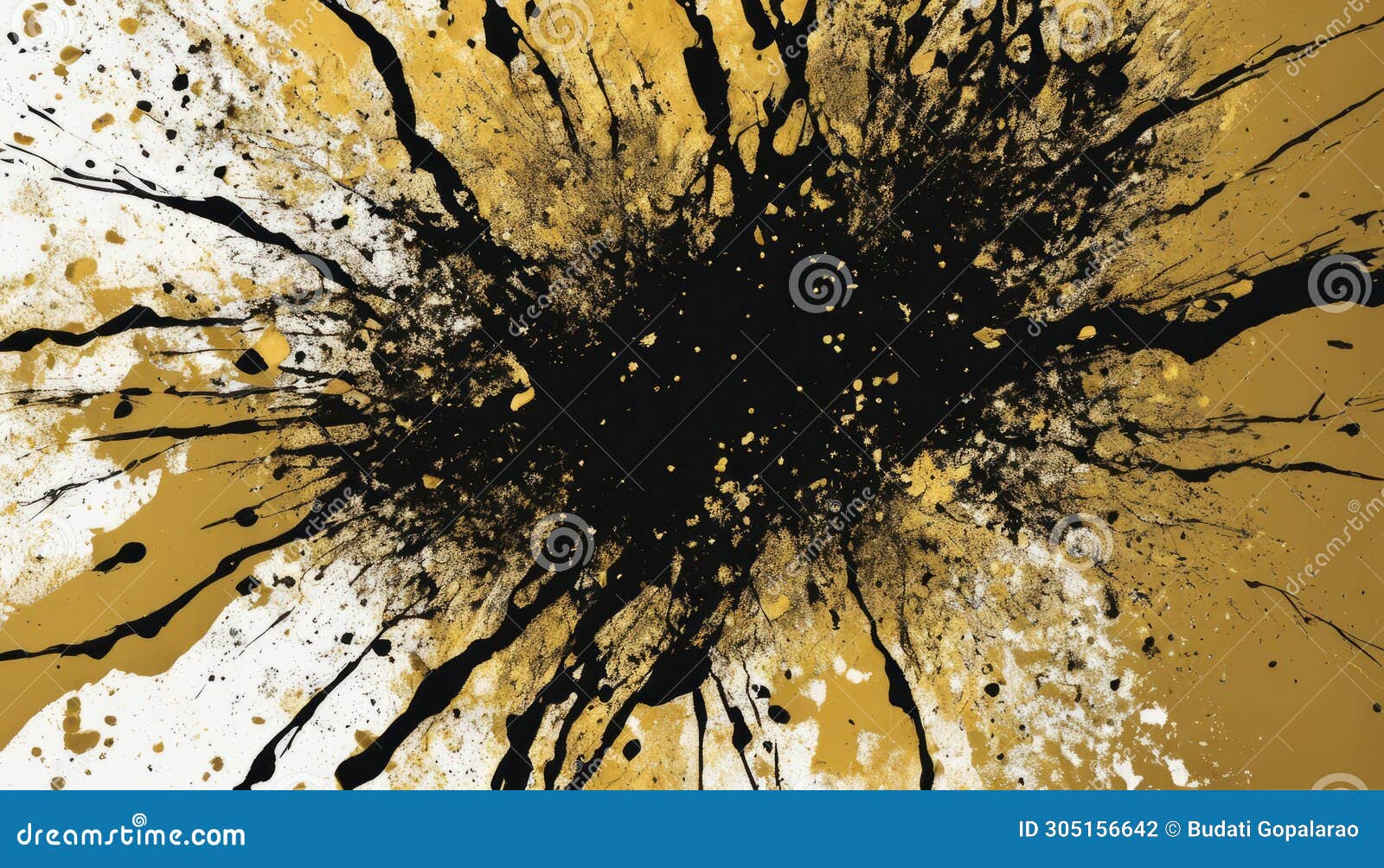 A Splattered Paint Design in Black and Gold Stock Illustration ...