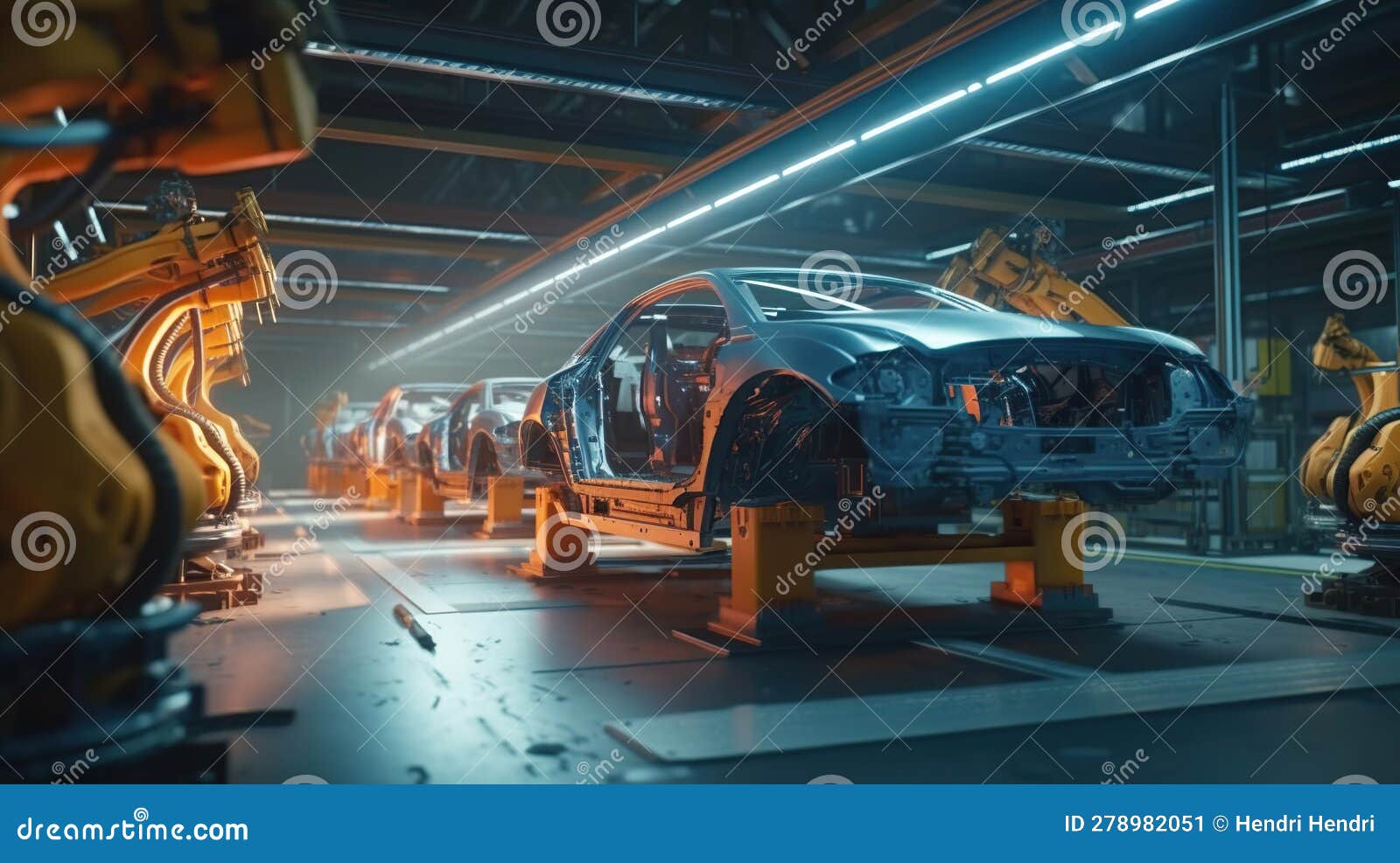 Splendid Advance High-tech Assembly Plant Scenic. Generative Ai Stock ...
