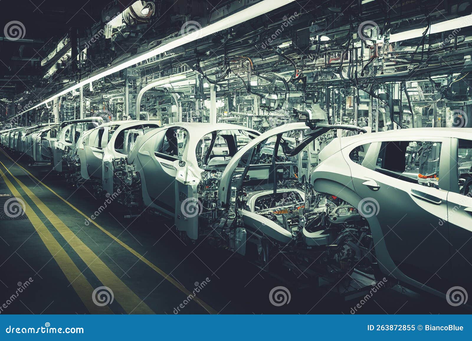 Splendid 3D Illustration Advance High-tech Assembly Plant Scenic. Stock ...