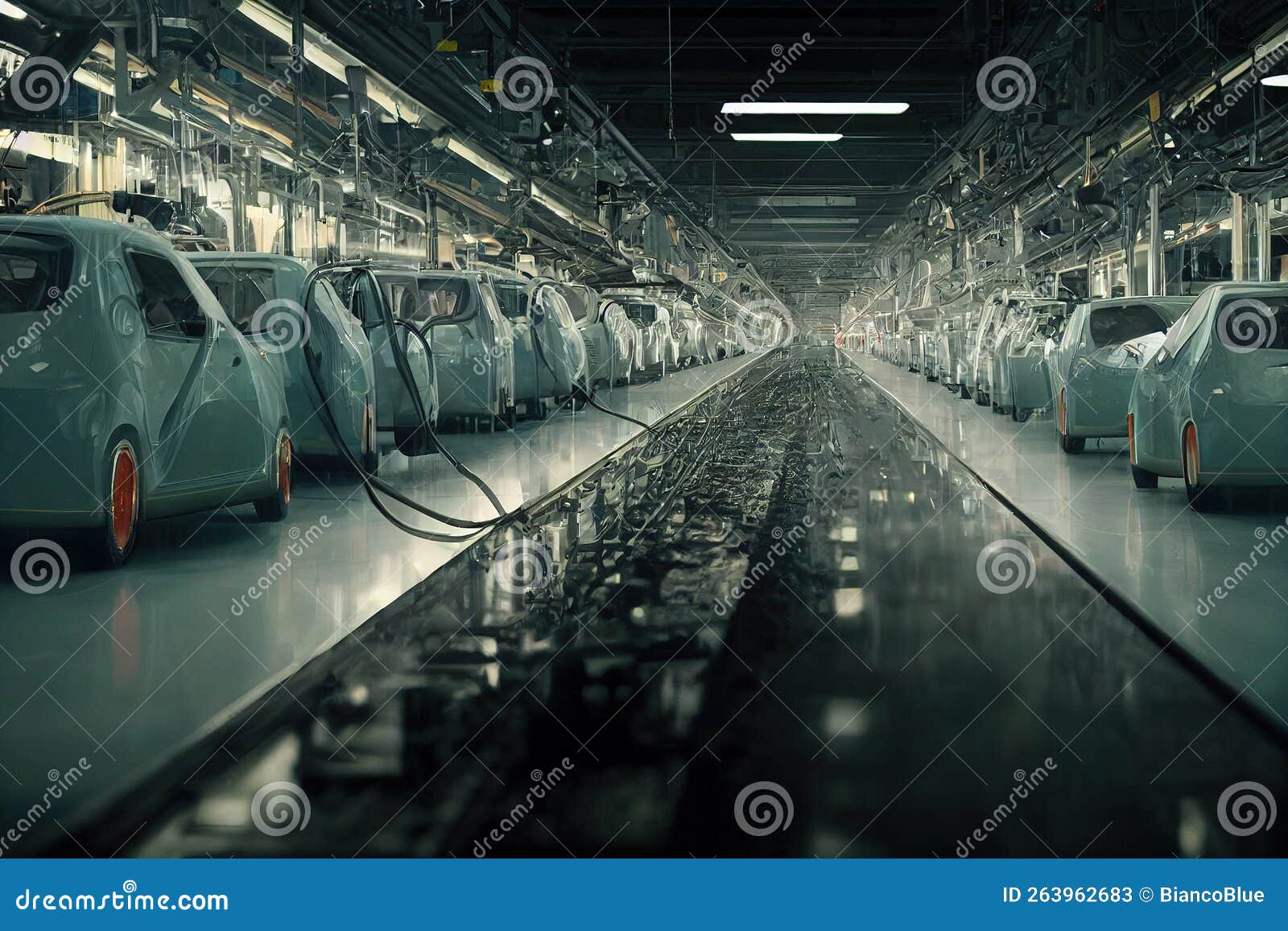 Splendid 3D Illustration Advance High-tech Assembly Plant Scenic. Stock ...