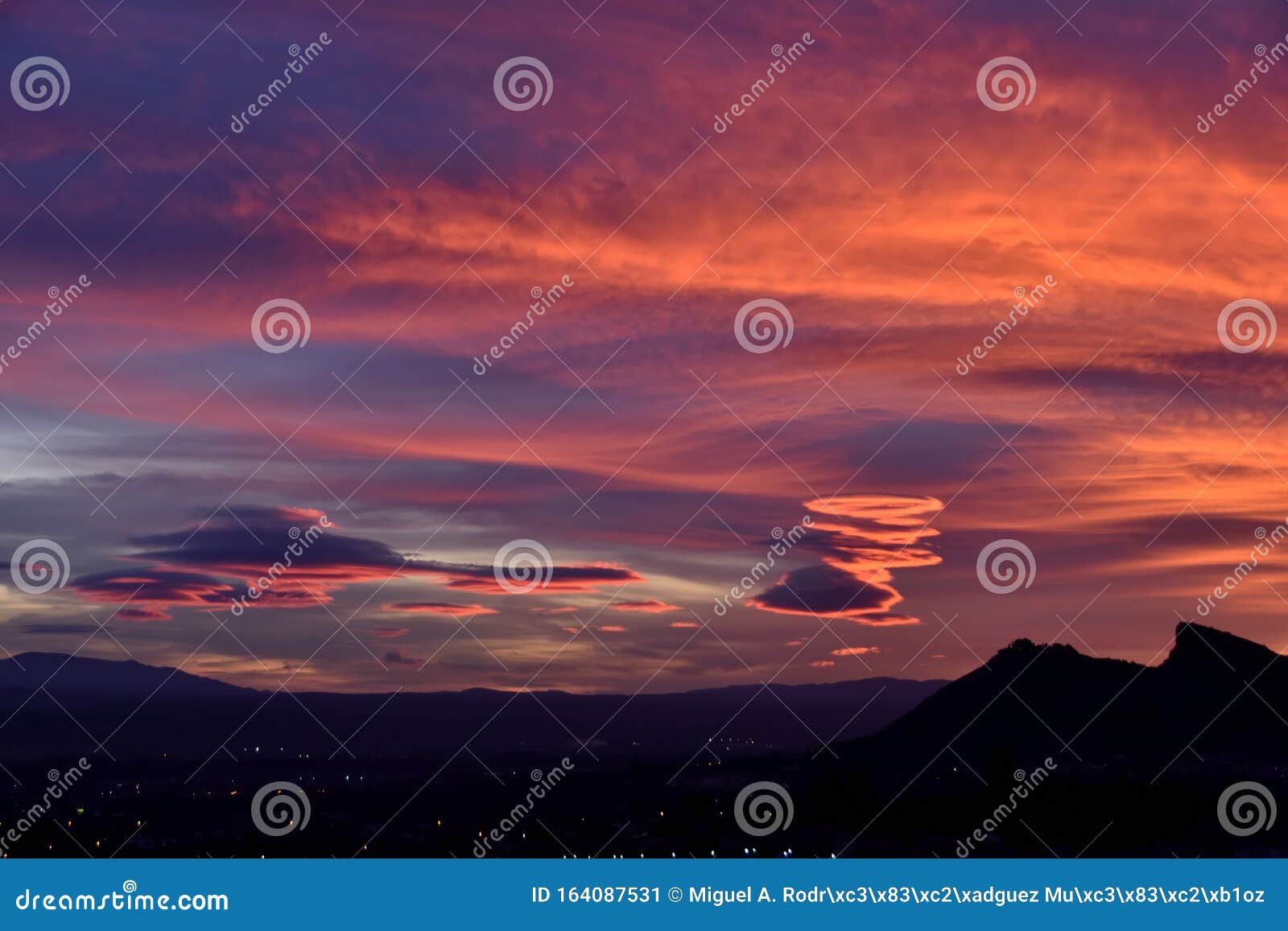 Splendid Autumn Sunset with Different Types and Colors of Clouds Stock ...