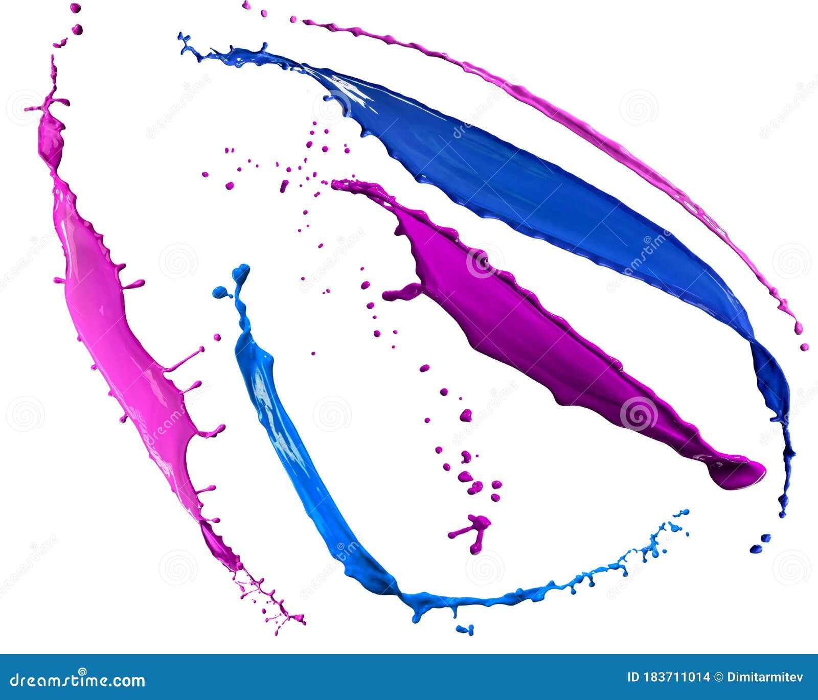 Splendid Different Colors Paint Splash Isolated On White Background ...