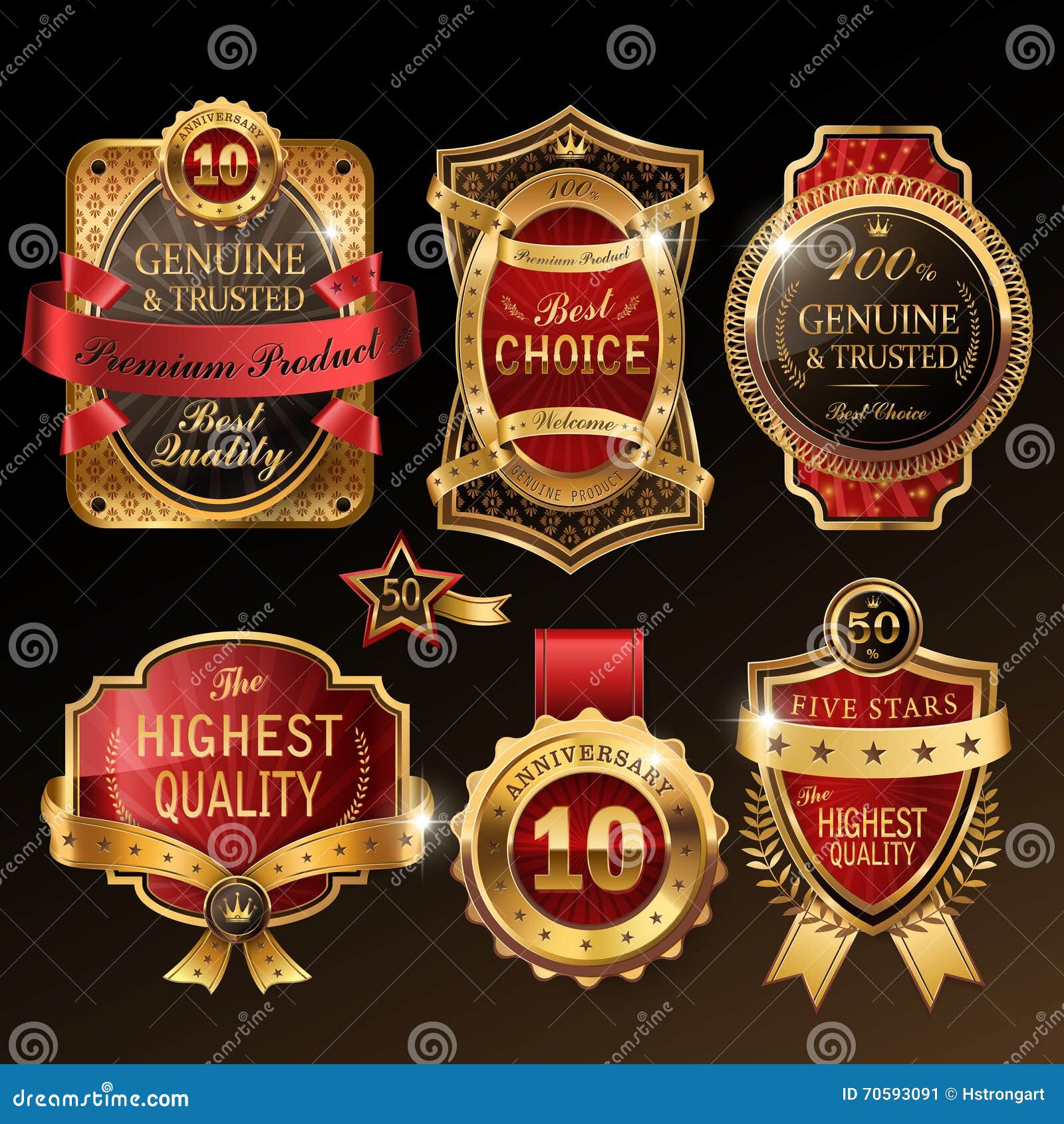 Splendid Golden Premium Labels Collection Stock Illustration ...