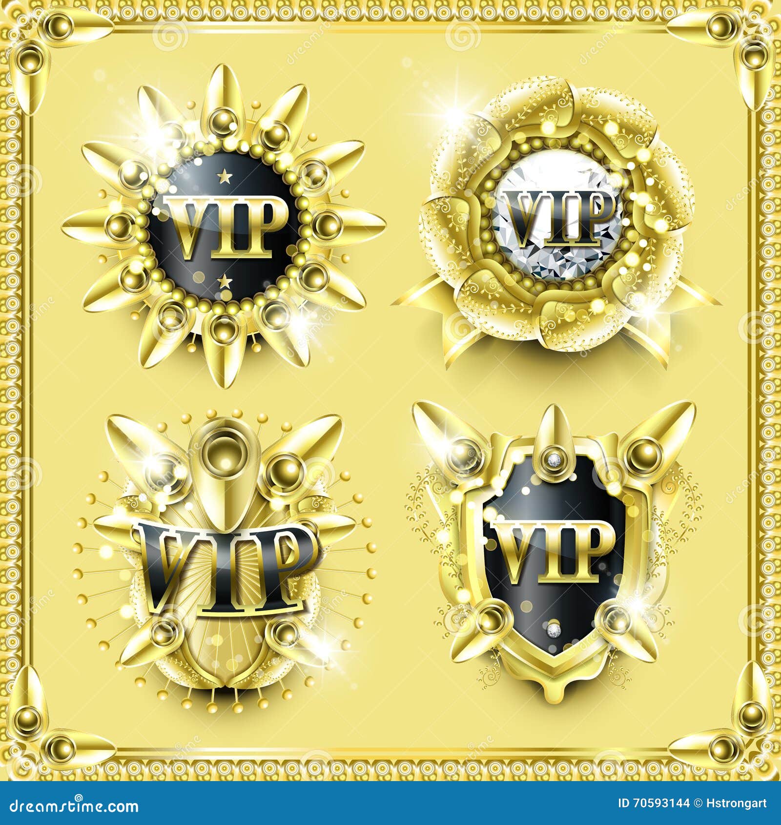 Splendid Golden VIP Label Collection Stock Illustration - Illustration ...