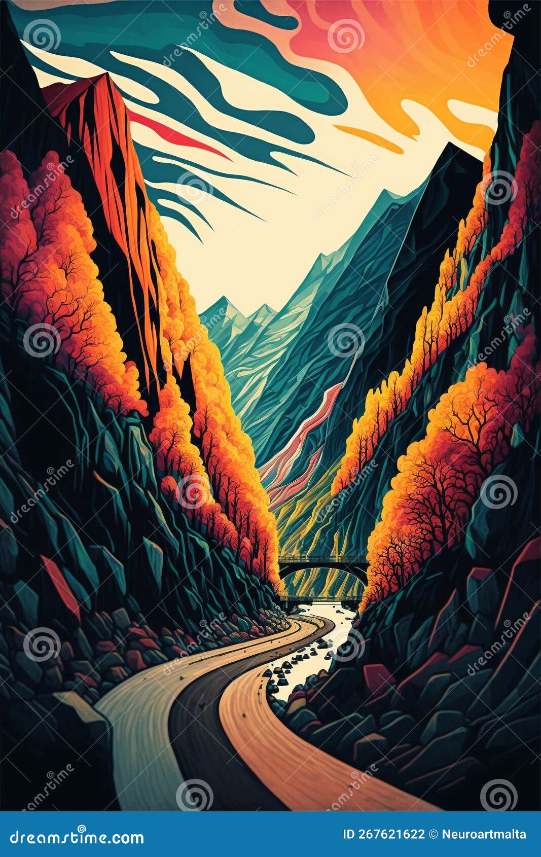 Splendid Landscape Artwork Fusion Stock Illustration - Illustration of ...