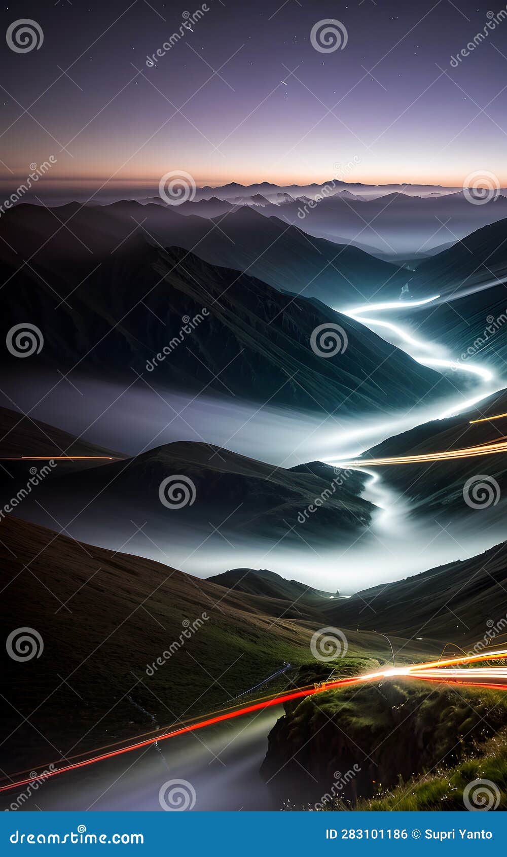 Splendid Light Trails at Night Views Stock Illustration - Illustration ...