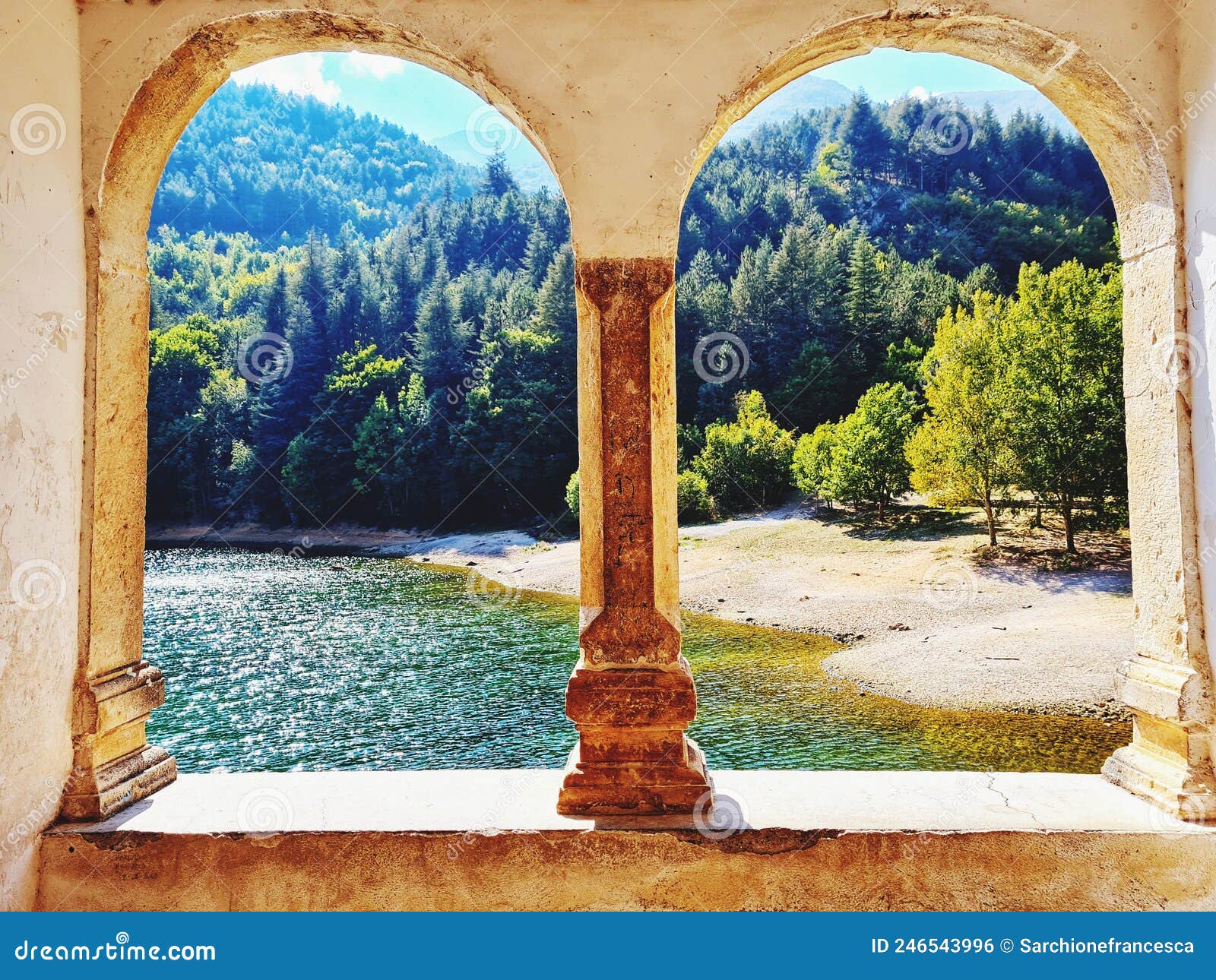 Splendid View of the Lake from the Ancient Arches Stock Photo - Image ...