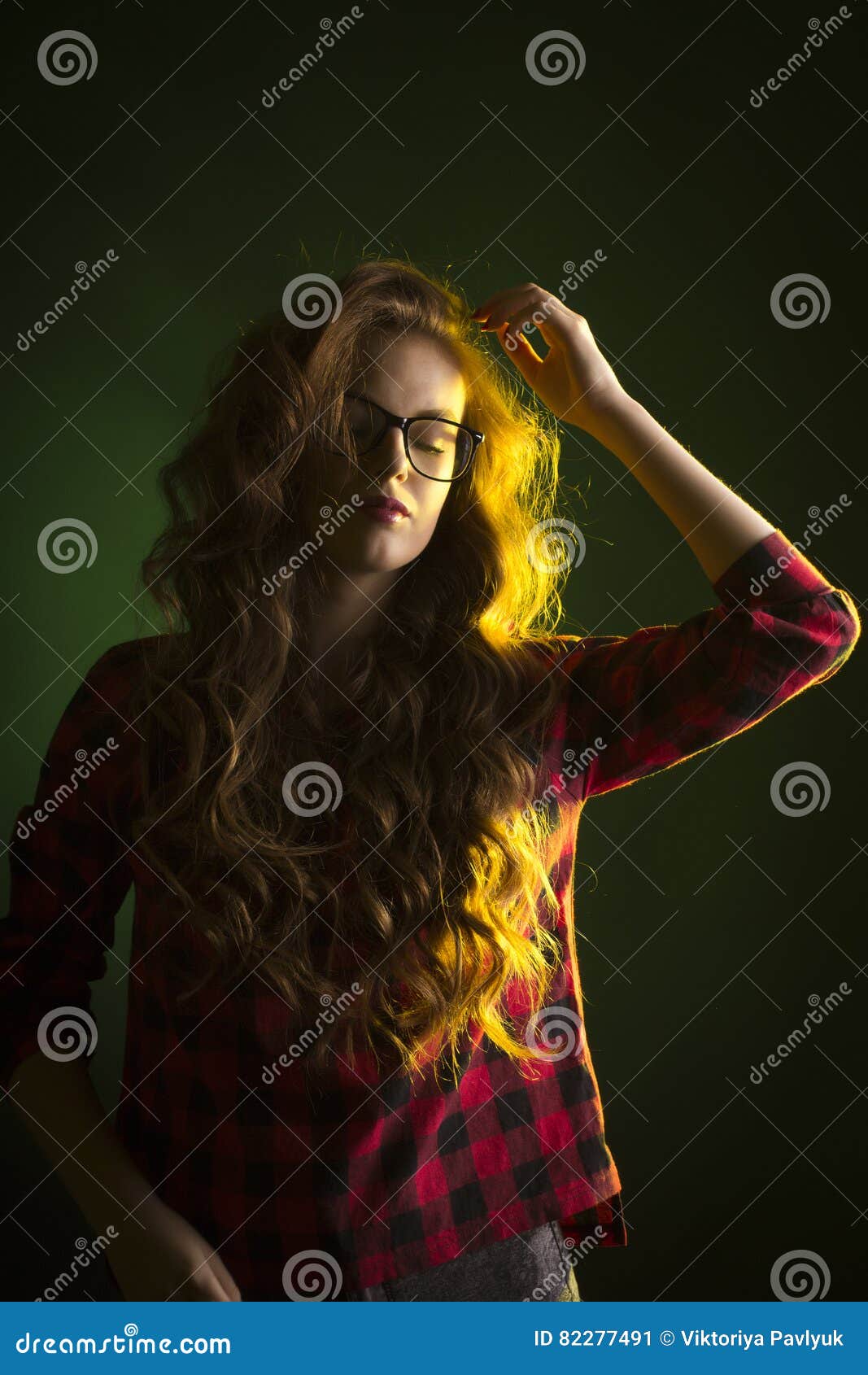 Splendid Young Model in Glasses in the Dark Stock Image - Image of ...
