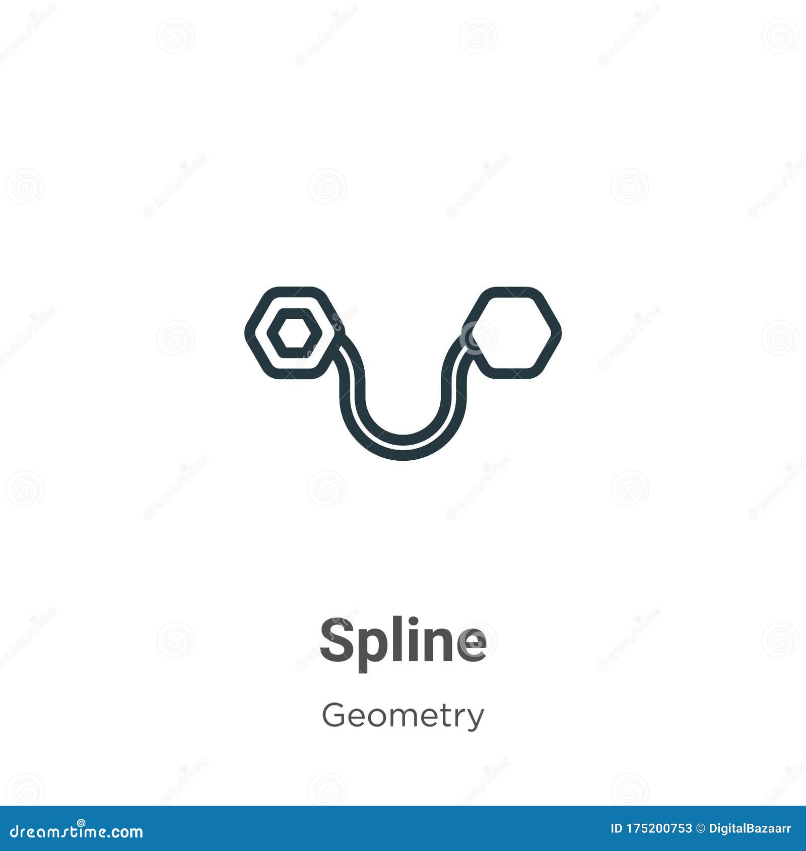 Linear Spline Icon From Geometry Outline Collection. Thin Line Spline ...