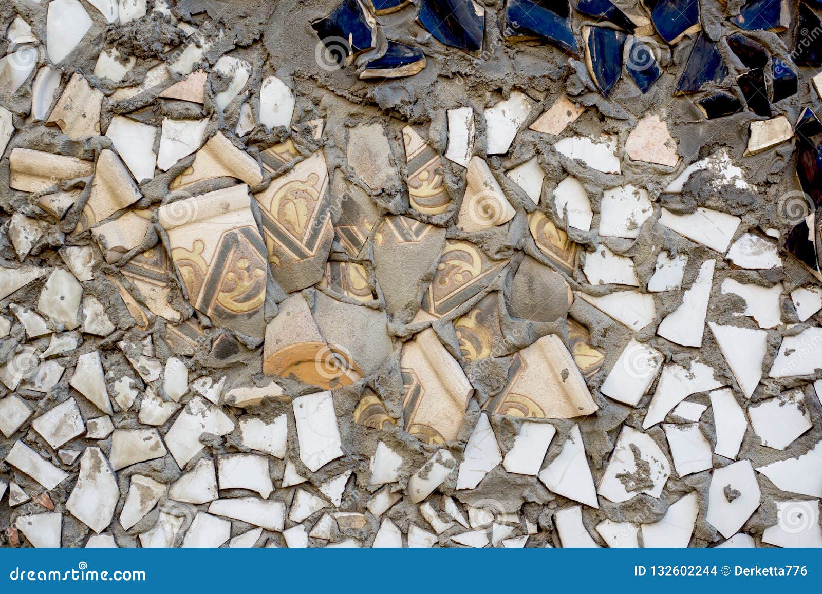 Splinters of a White Ceramic Tile on Cement. Texture White Pieces ...