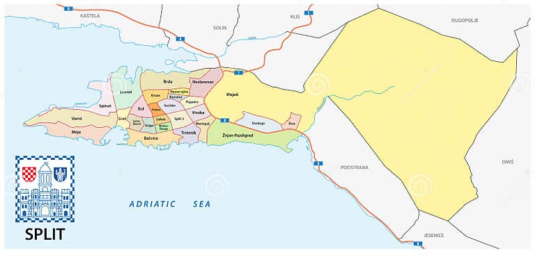 Split Administrative Map with Coat of Arms Stock Illustration ...