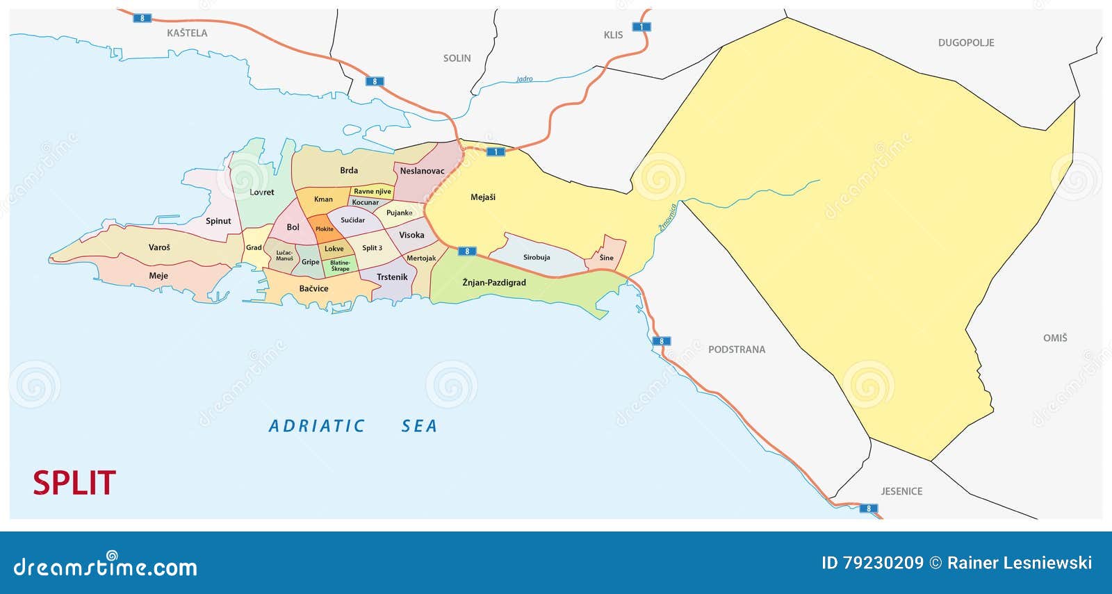 Split administrative map stock illustration. Illustration of europe ...