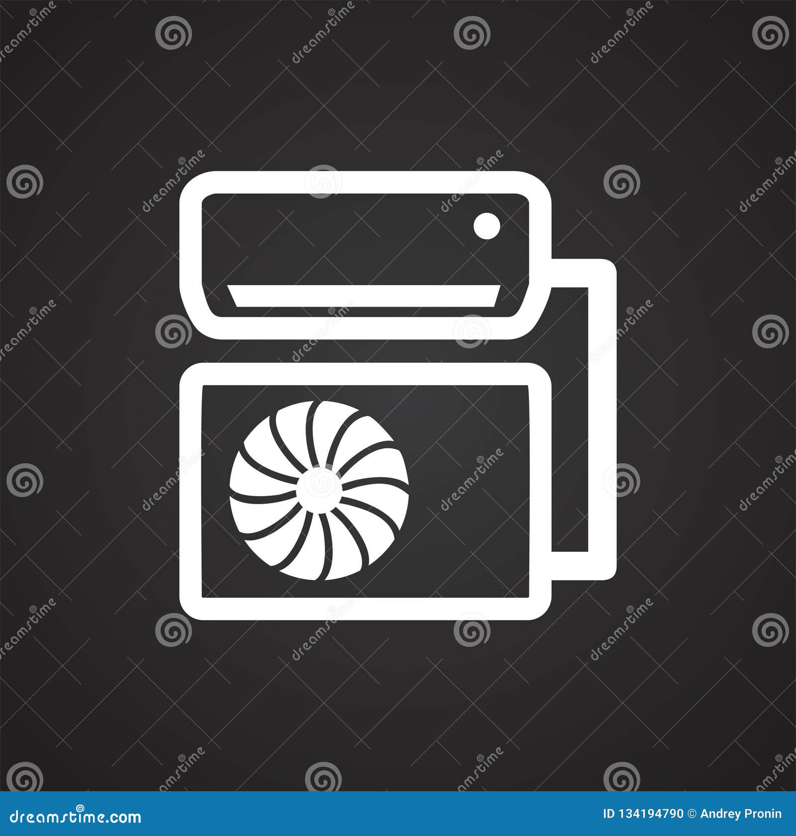 Split Air Conditioner Icon on Black Background for Graphic and Web ...