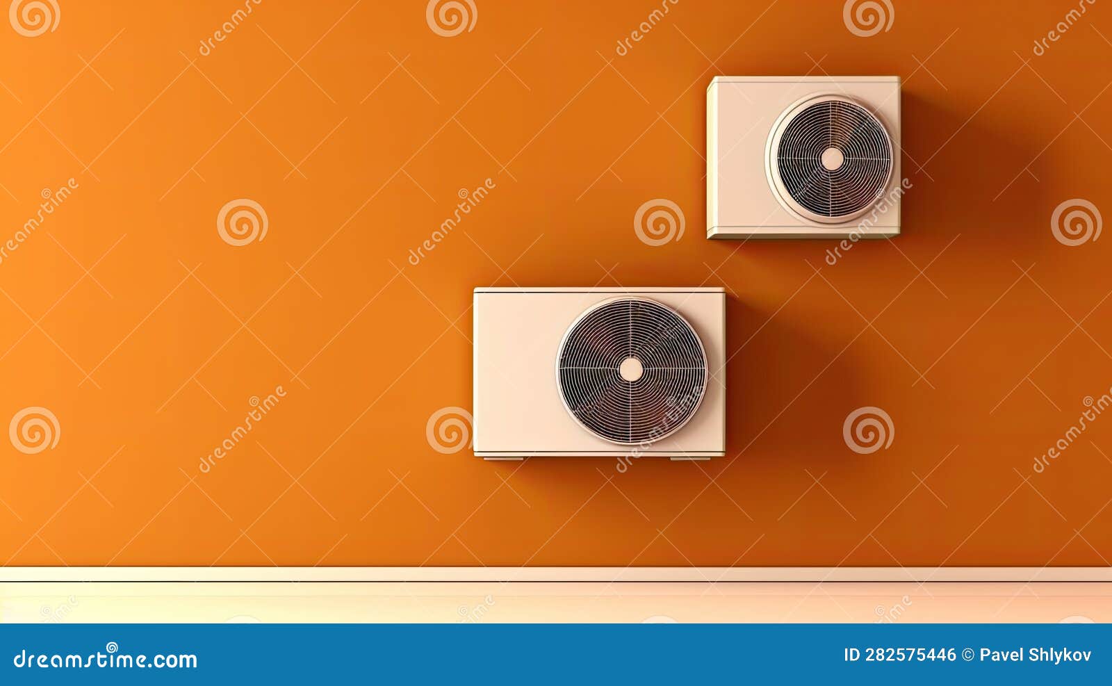 Split Air Conditioner on Color Wall. Closeup Image Stock Illustration ...