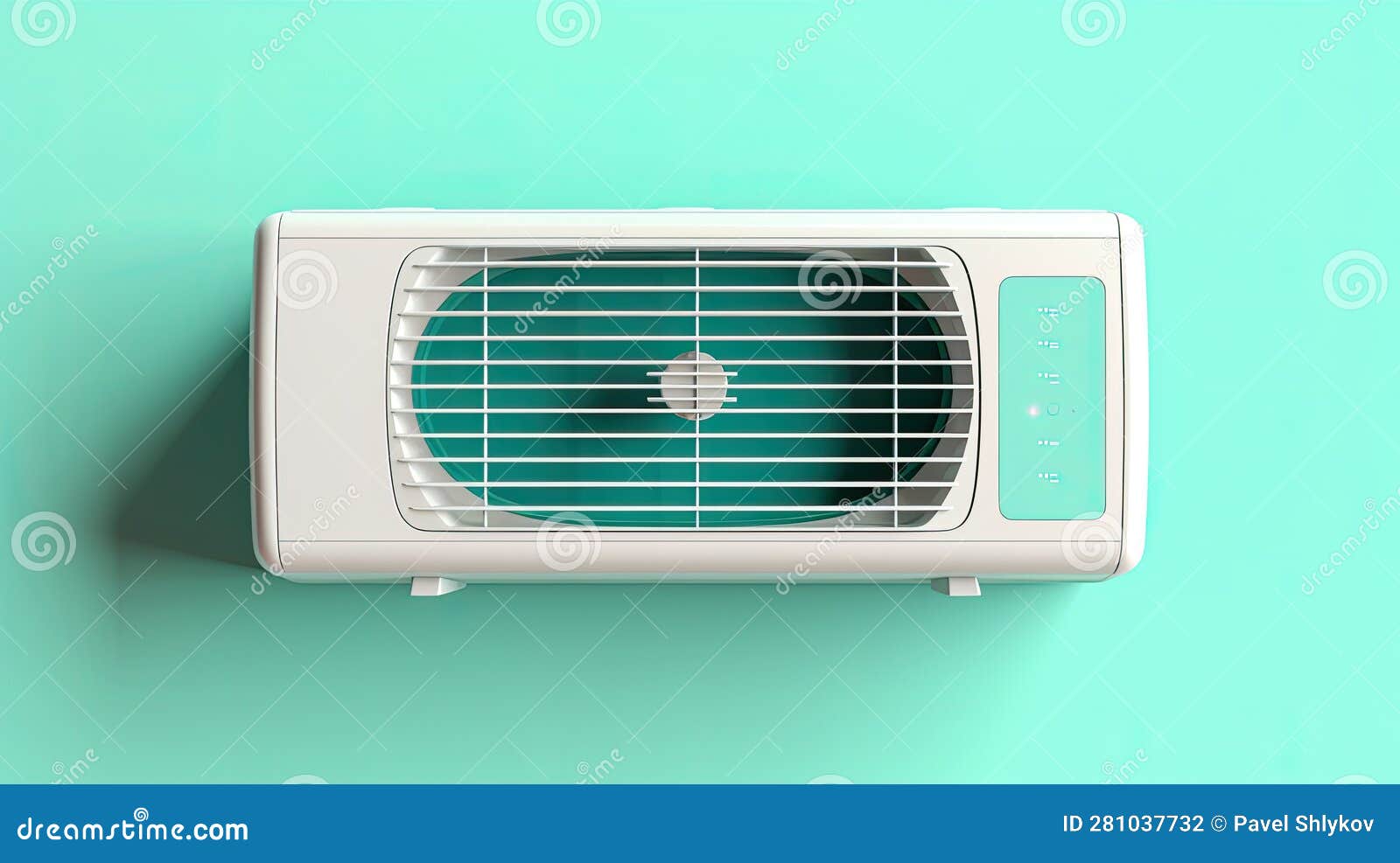Split Air Conditioner on Color Wall. Closeup Image Stock Illustration ...