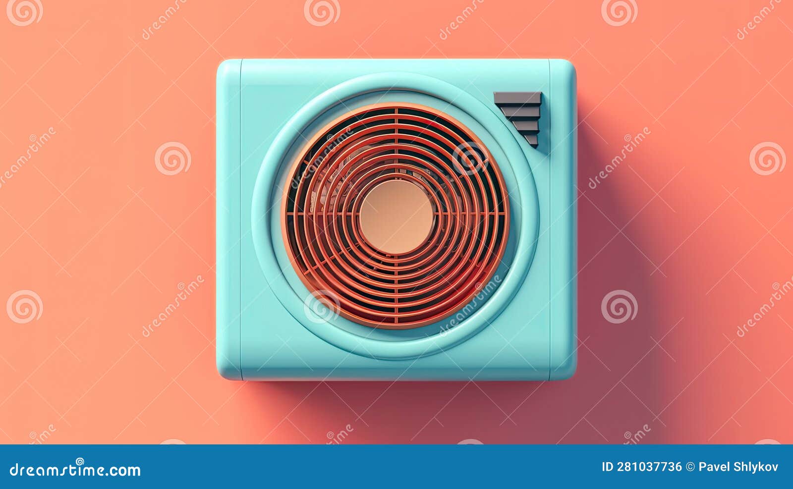 Split Air Conditioner on Color Wall. Closeup Image Stock Illustration ...
