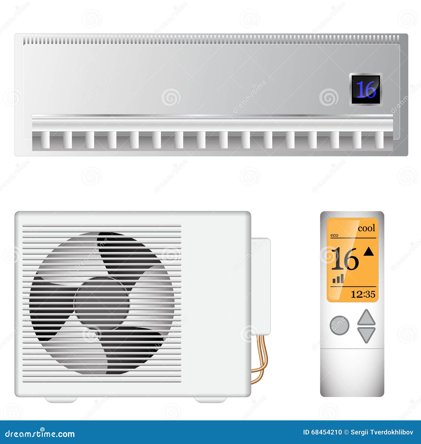 Split air conditioner stock illustration. Illustration of metal - 68454210