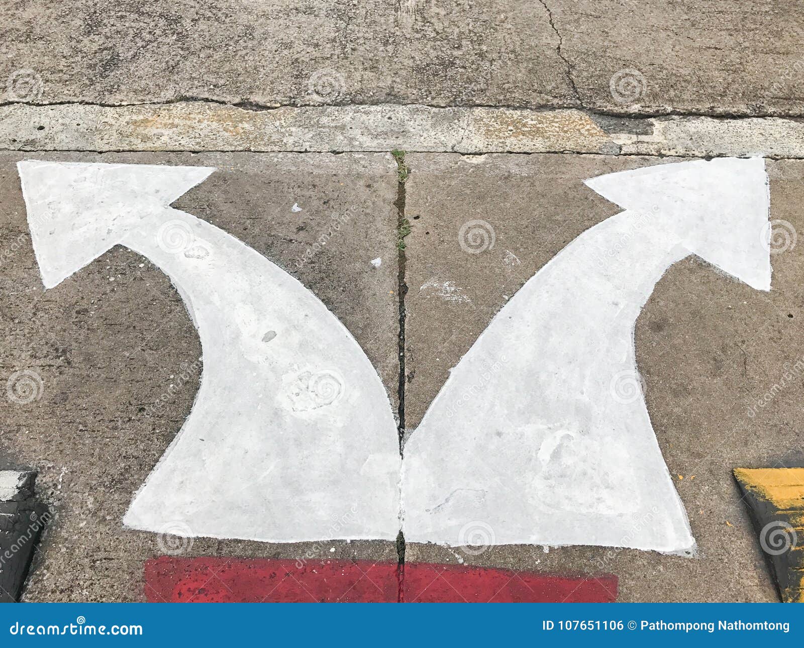 Split Arrow Sign on the Road Stock Photo - Image of direction, path ...