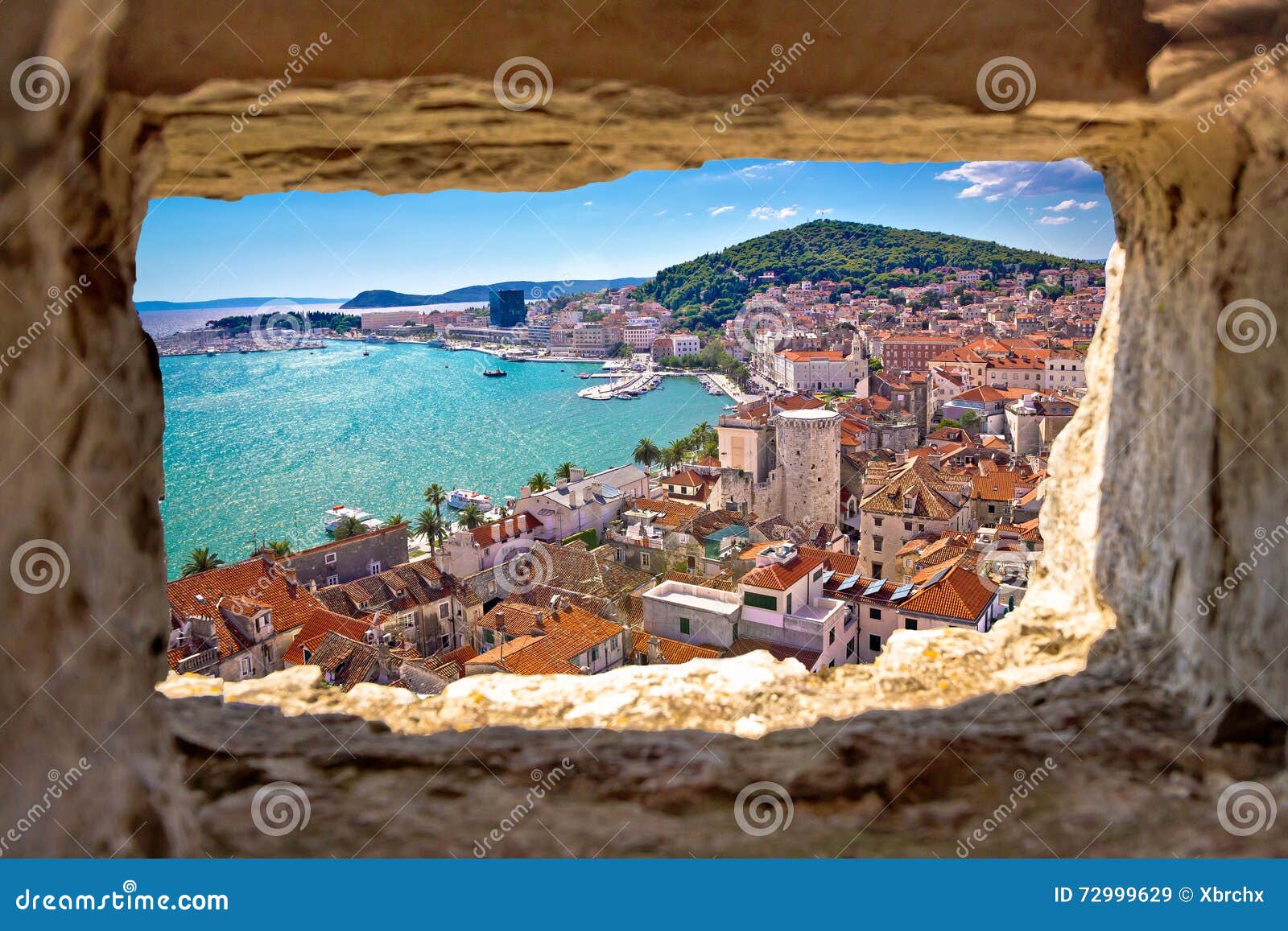 Split Bay Aerial View through Stone Window Stock Image - Image of ...