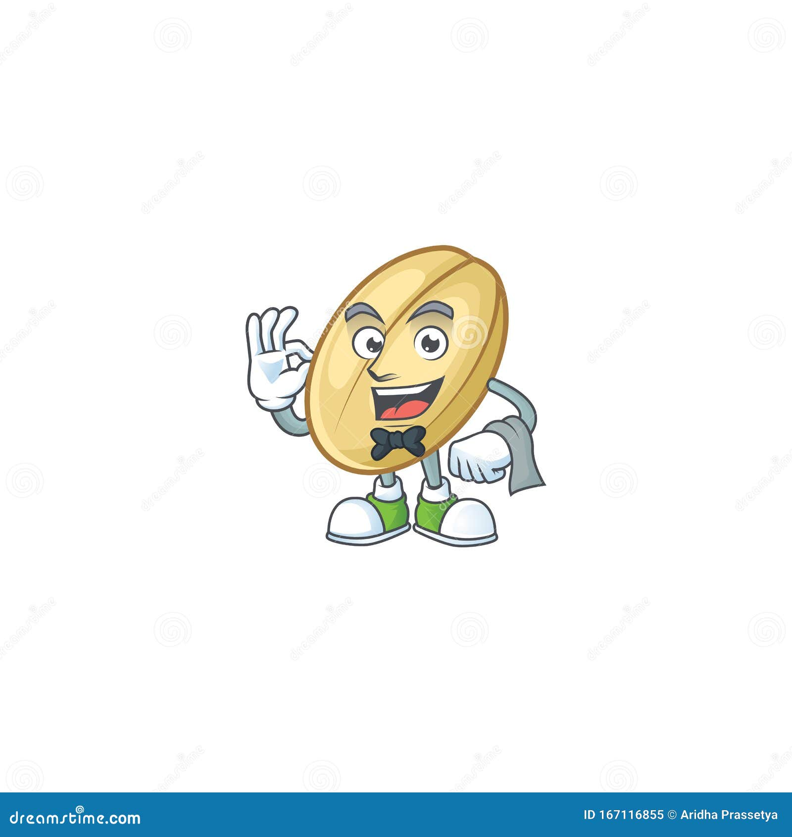 Split Bean Cartoon Character As a Waiter Look Stock Vector ...