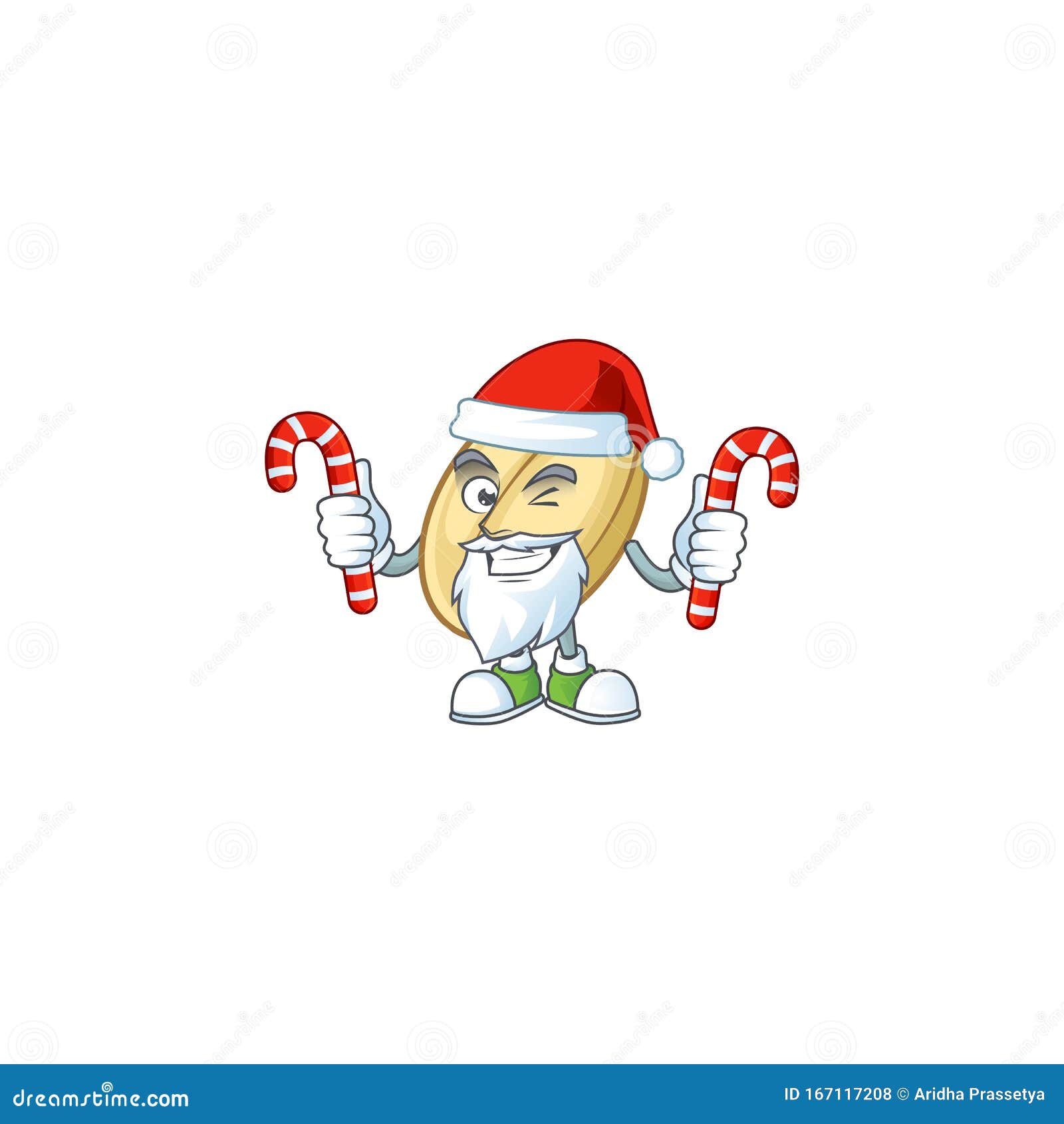 Split Bean Cartoon Character in Santa Claus with Candy Stock Vector ...