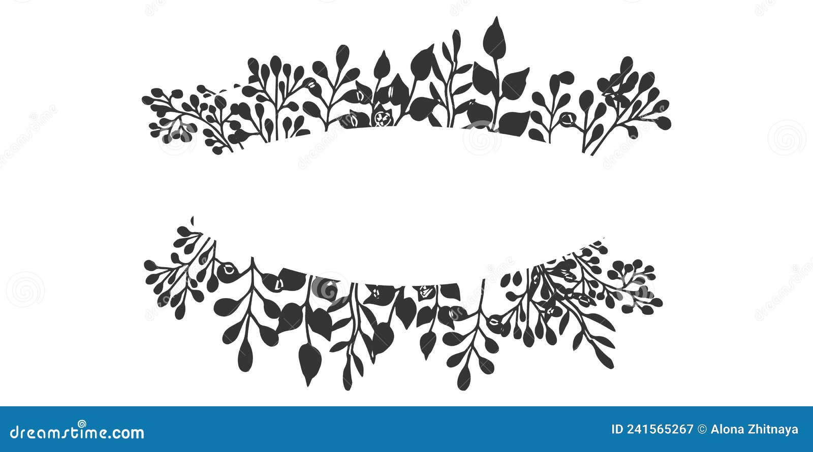 Split Border, Floral Monogram Frame in Doodle Style Isolated on White ...