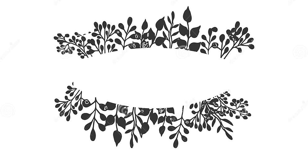 Split Border, Floral Monogram Frame in Doodle Style Isolated on White ...