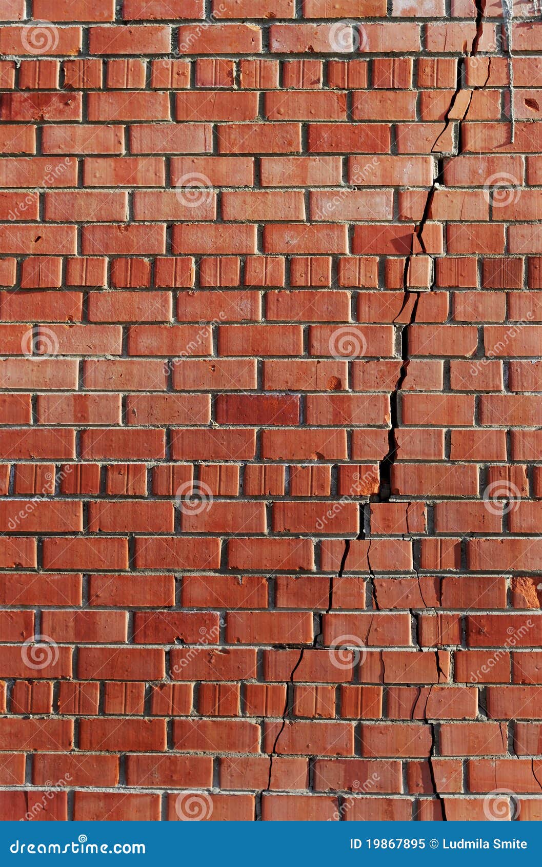 Split in the brick wall. stock image. Image of outside - 19867895