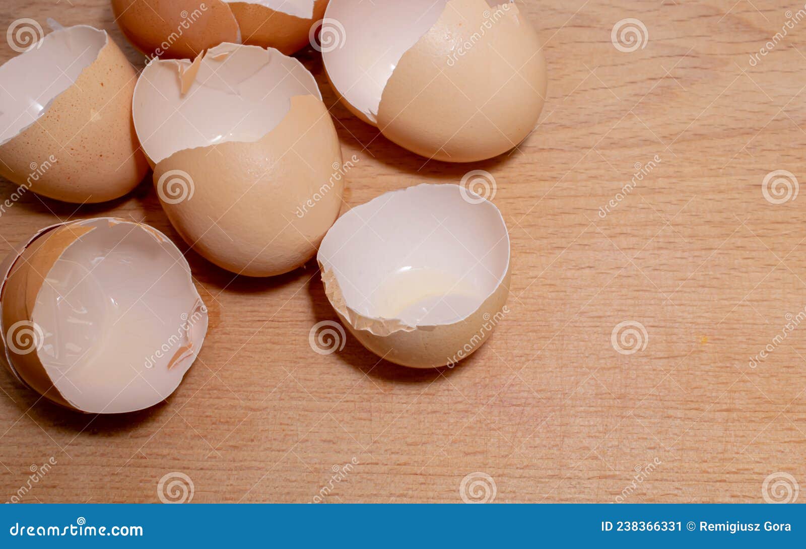 Split Chicken Egg Shells on a Kitchen Board Stock Image - Image of ...