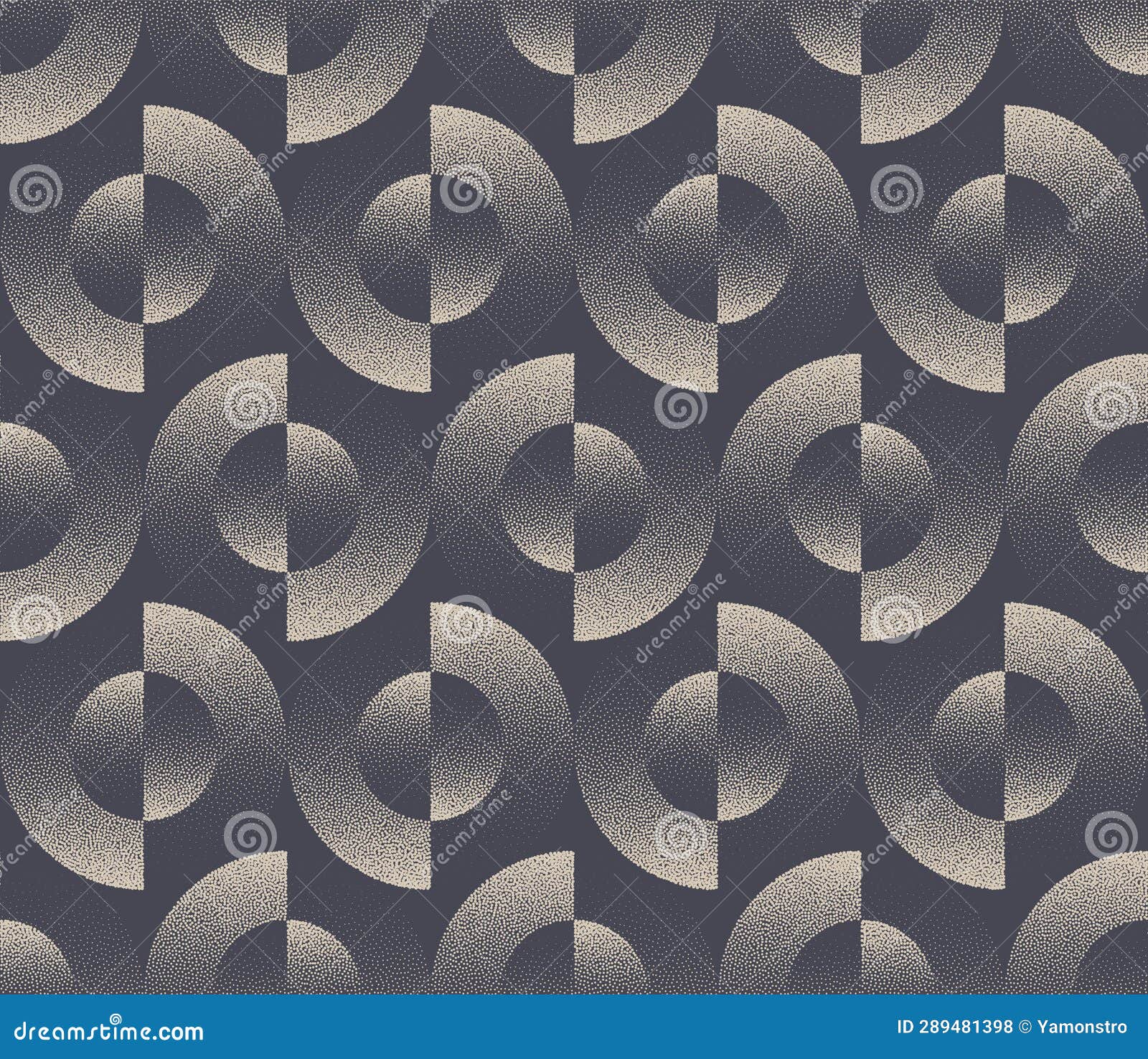 Split Circles 1960s 1970s Seamless Pattern Vector Dotwork Abstract ...