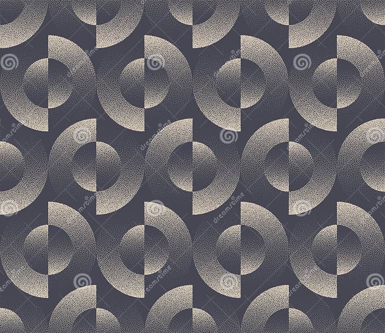Split Circles 1960s 1970s Seamless Pattern Vector Dotwork Abstract ...