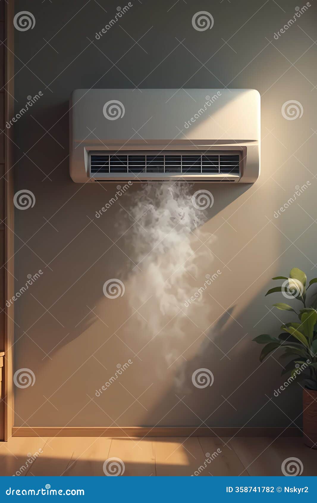 Split Conditioner on Wall Blows Cold Air Stock Illustration ...