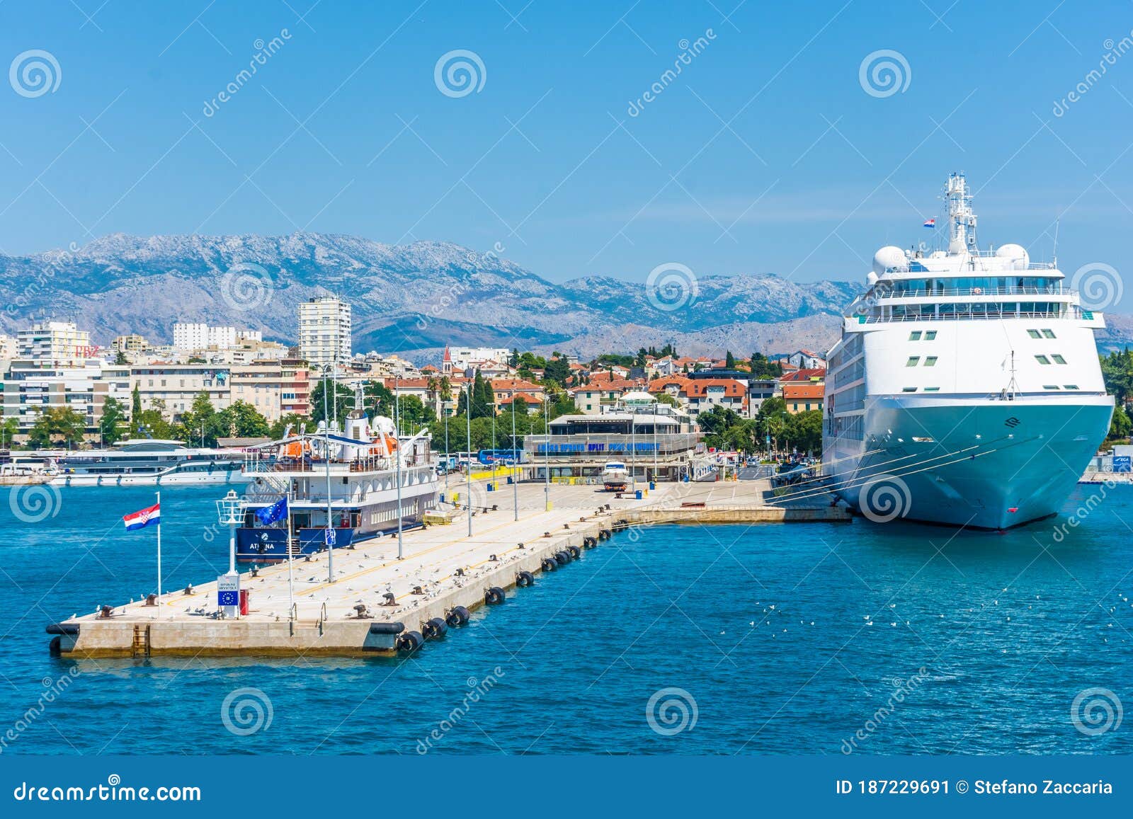 SPLIT, CROATIA, 7 AUGUST 2019: Big Ship in the Harbor of Split Stock ...