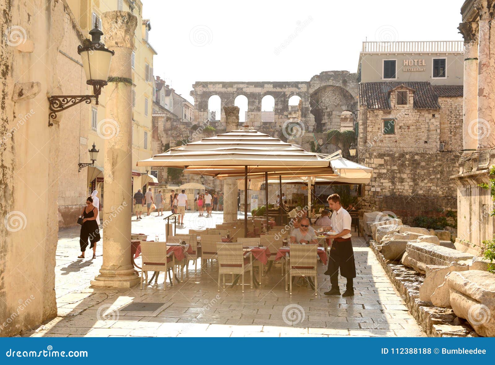 Split, Croatia - August 2017: Cafe in Centr the City of Split ...