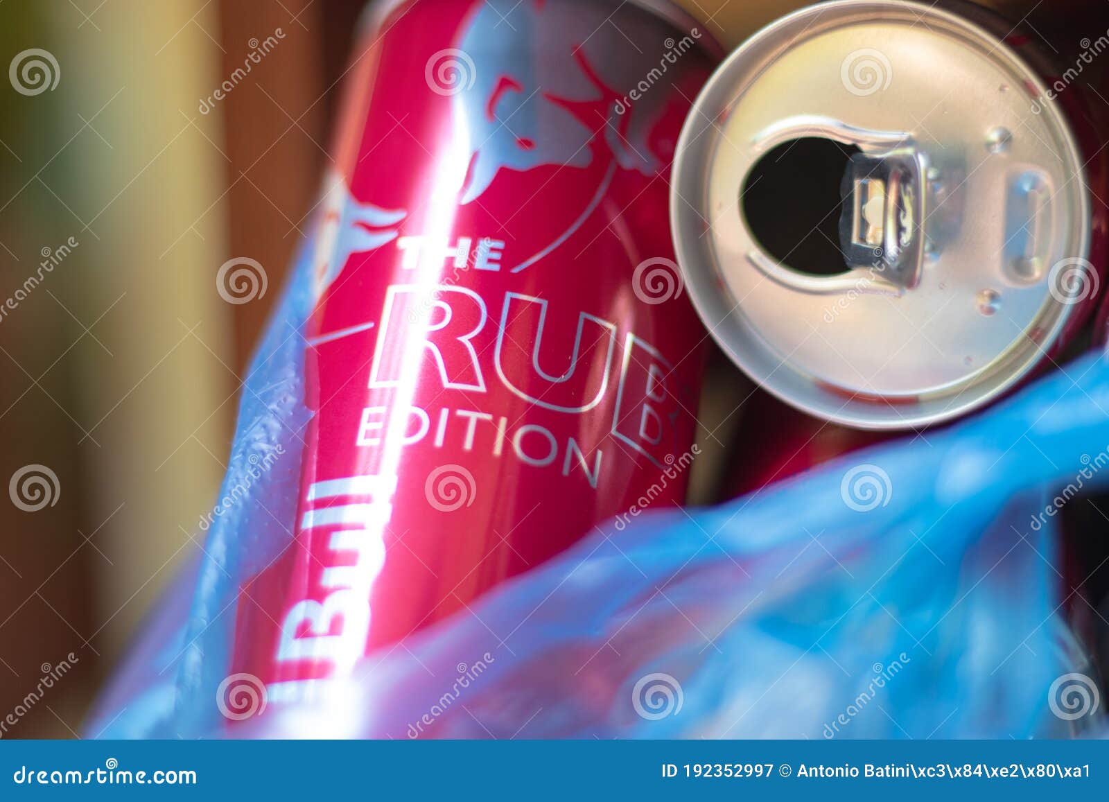 Split Croatia August 2020 Empty Red Bull Red Ruby Cans in Trash ...