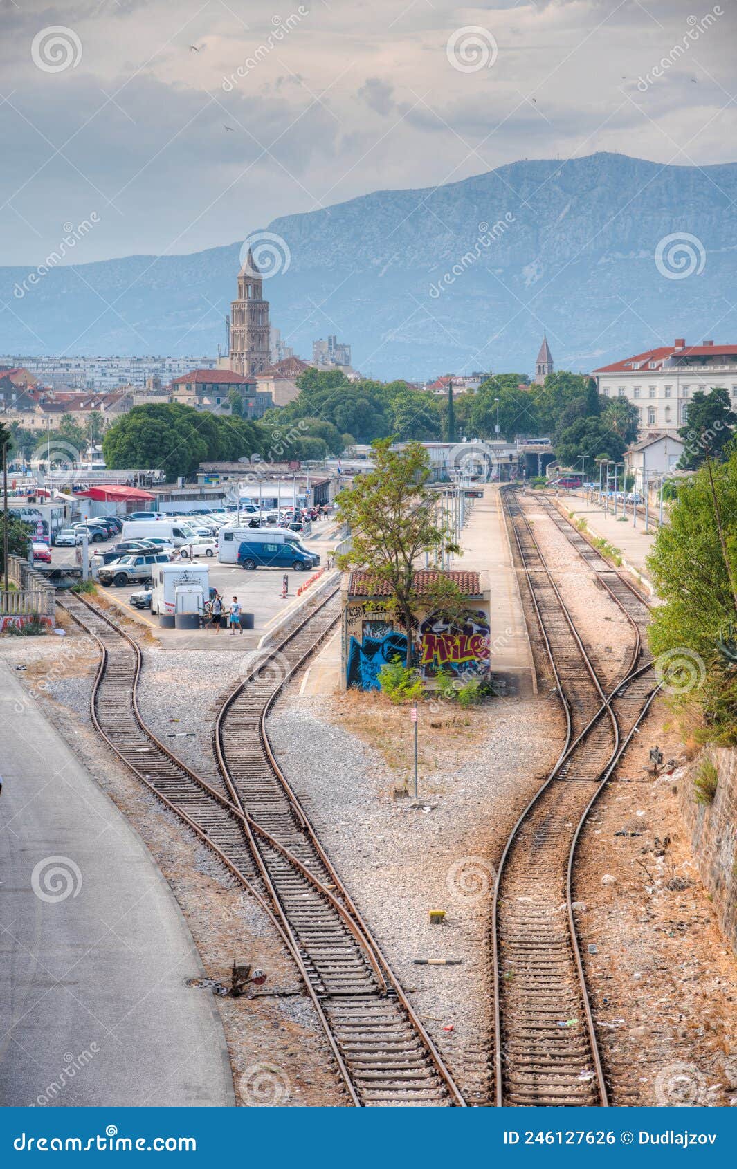 Split, Croatia, July 24, 2020: Aerial View of Train Station in S ...