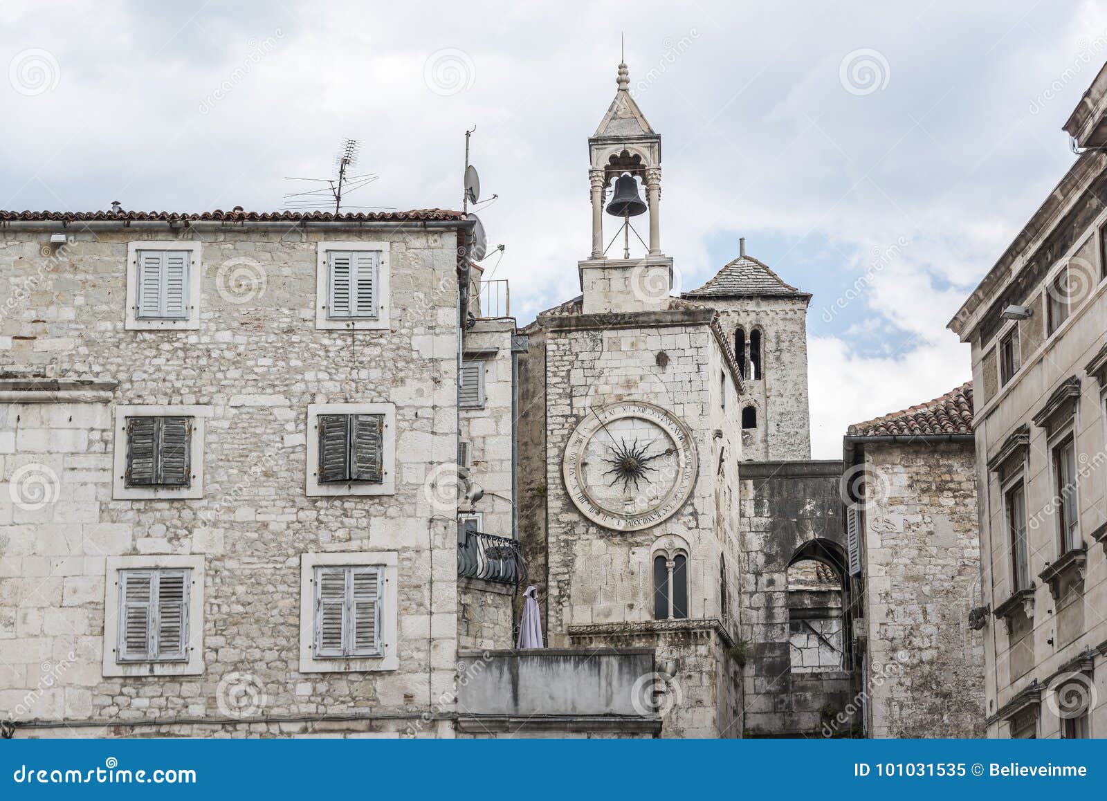 Clock on the Tower of the Main Square of Split. Editorial Image - Image ...