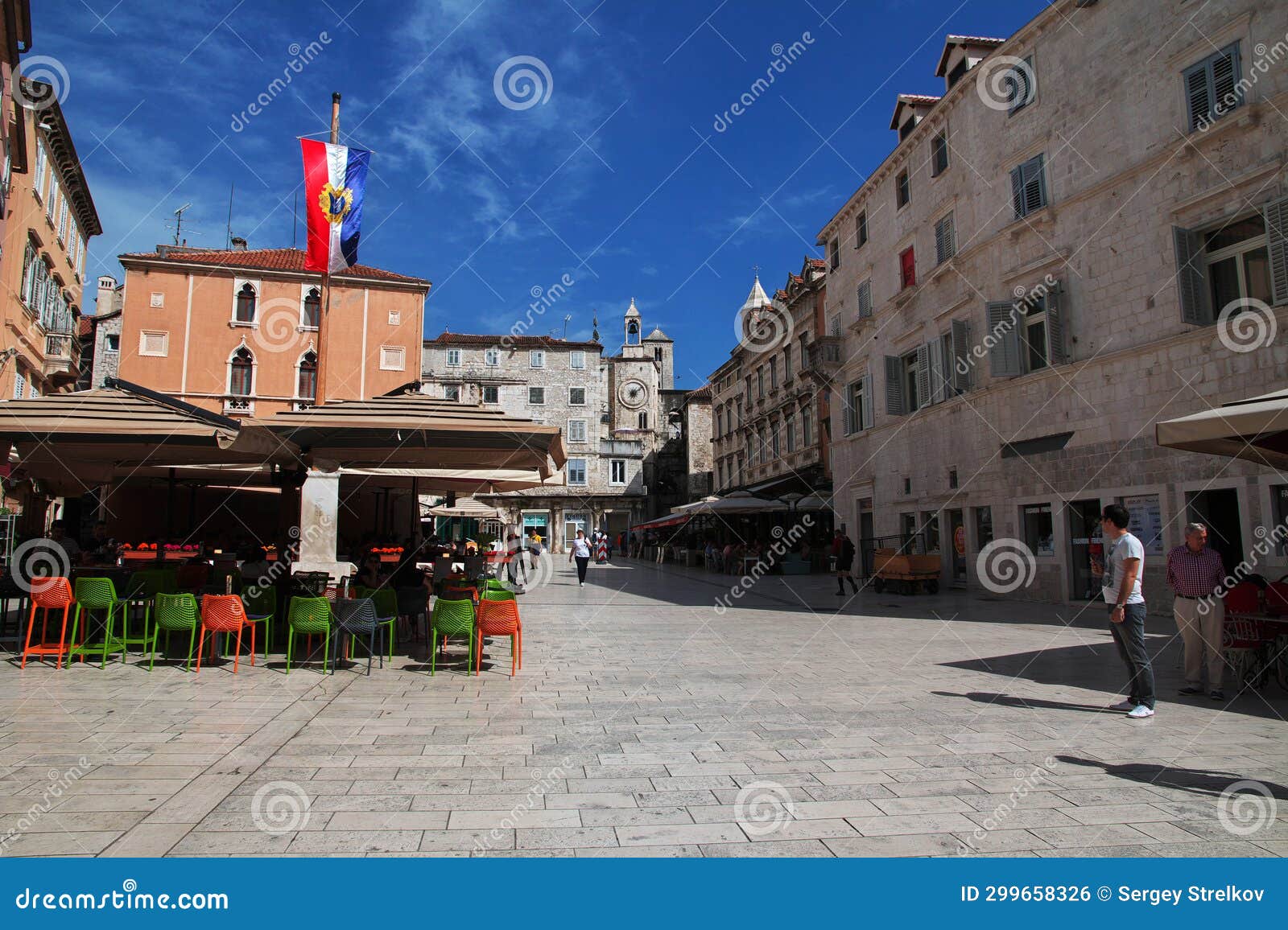 Split, Croatia - 02 May 2018: City Clock Tower in Split City on ...