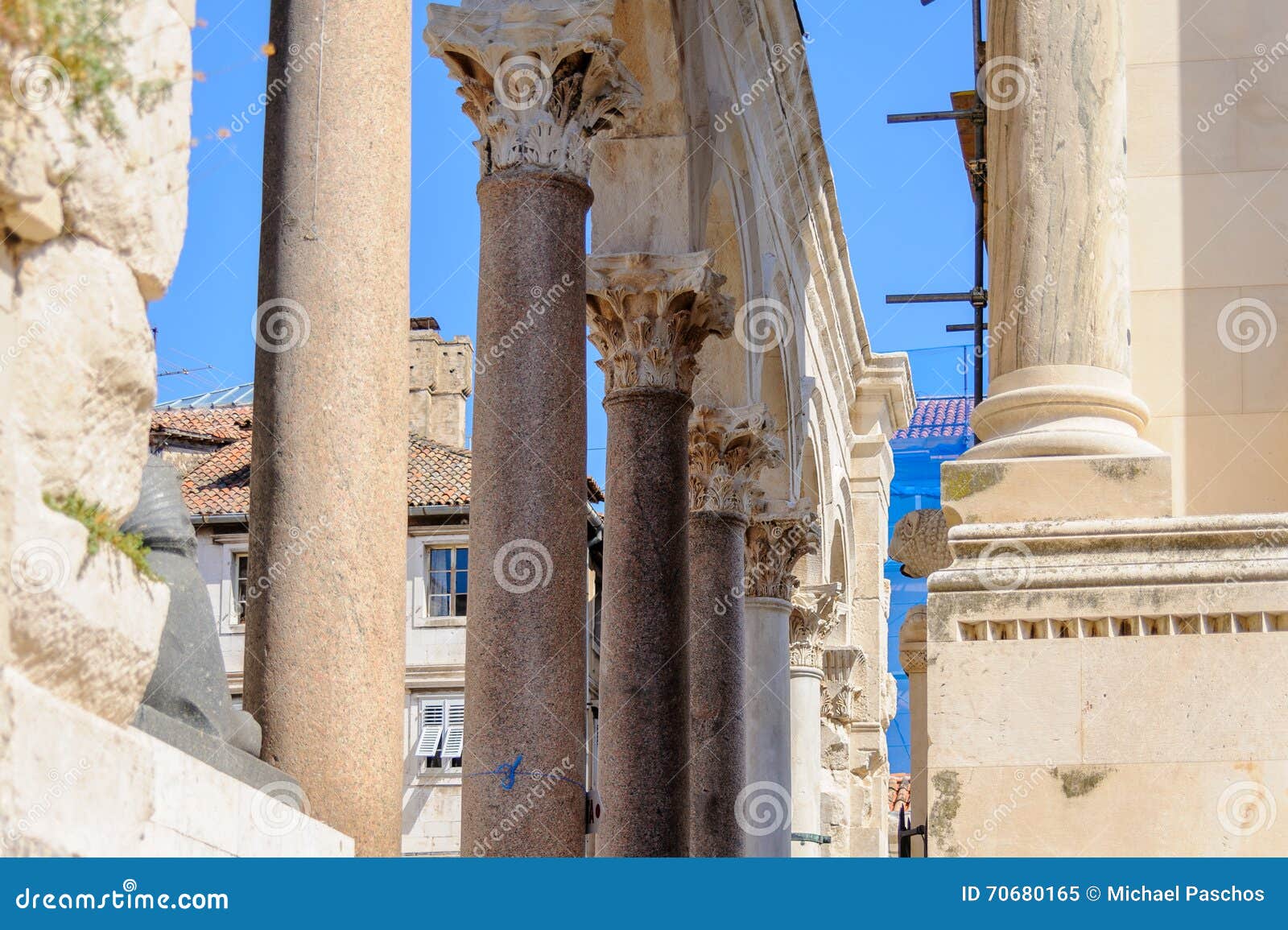 Split, Croatia Peristyle Colonnade Stock Image - Image of capitals ...