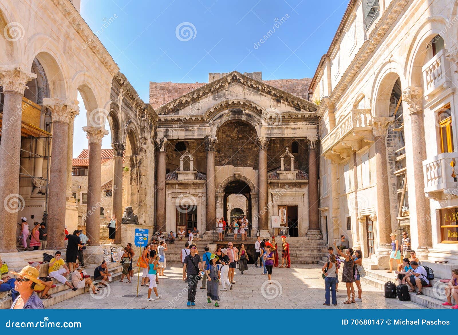 Split, Croatia - June 1, 2019: Old Town Of Split, Medieval City With ...