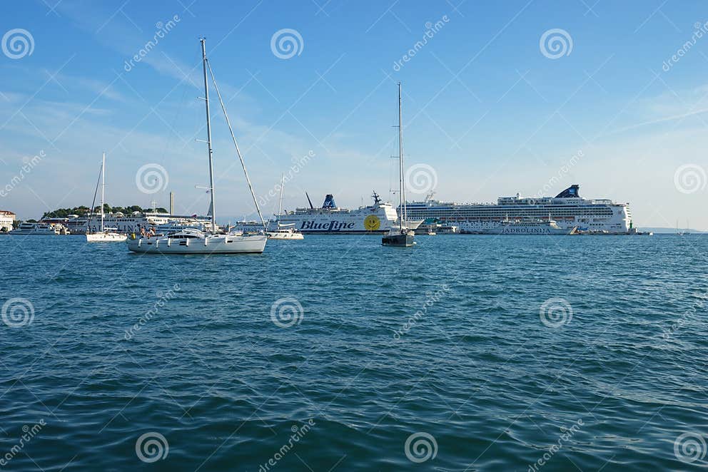 SPLIT, CROATIA - SEPTEMBER 3, 2016:Ships at the Harbour of Split ...