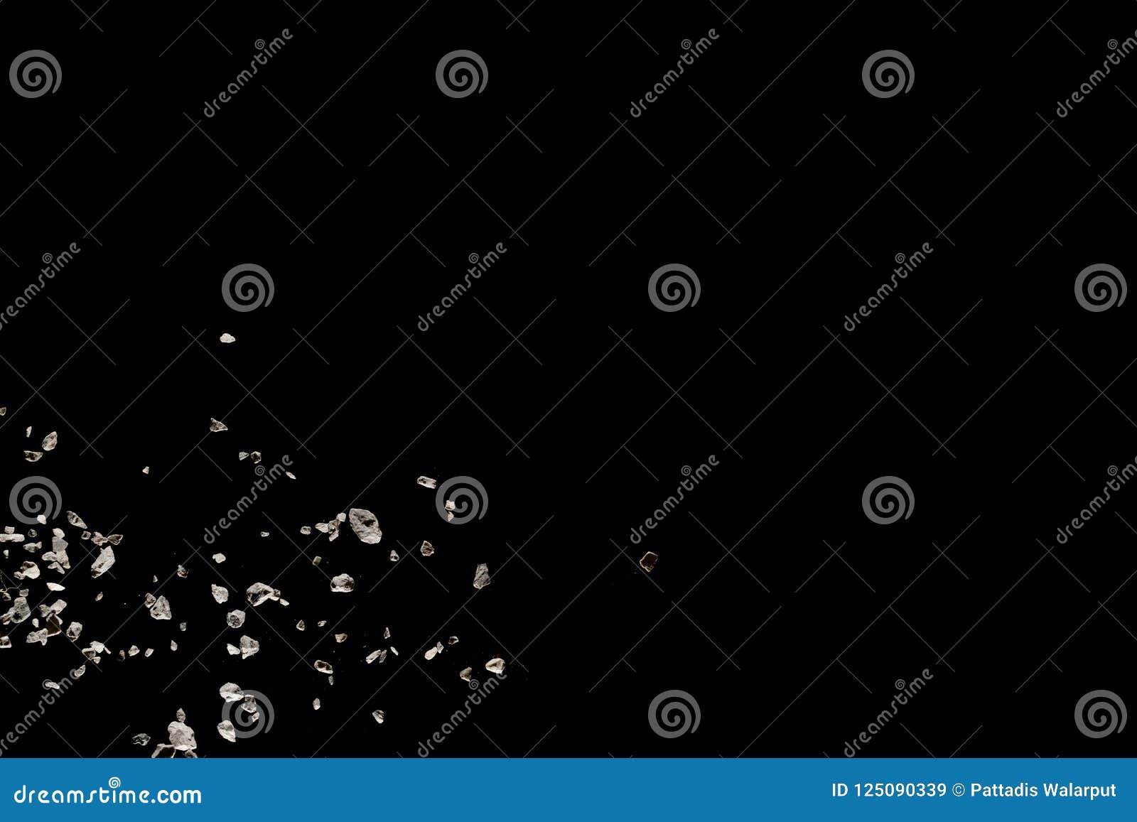Split Debris Of Stone Caused By Explosion Against Black Background ...