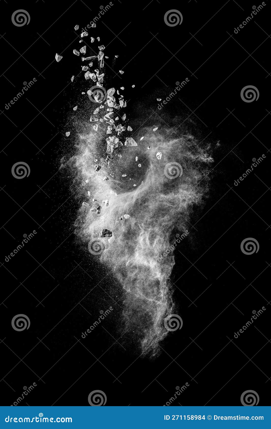 Split Debris Of Stone Caused By Explosion Against Black Background ...