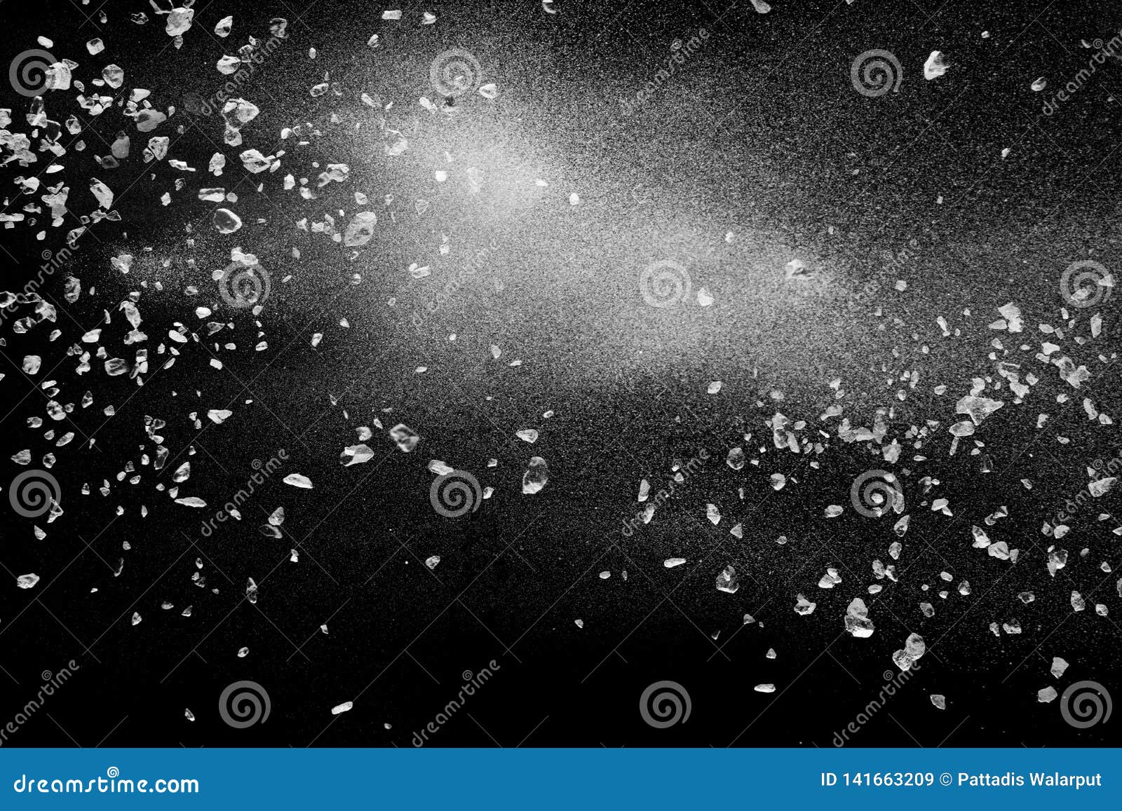 Split Debris Of Stone Caused By Explosion Against Black Background ...