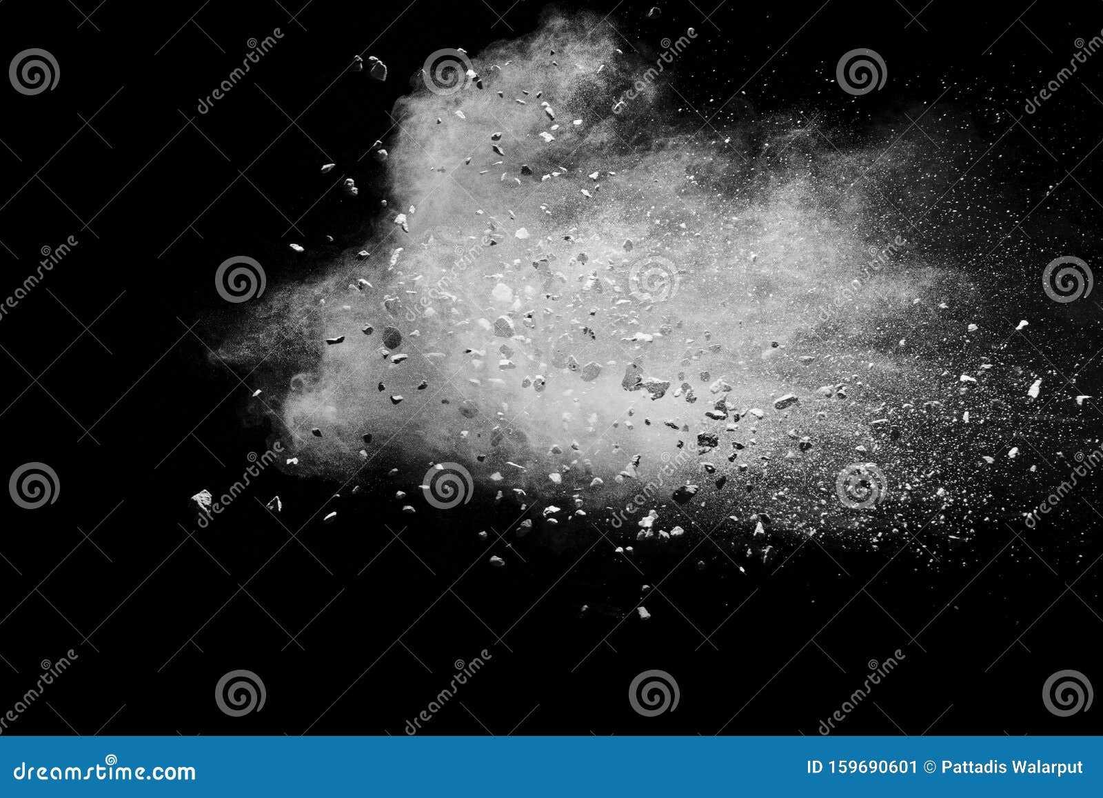 Split Debris Of Stone Caused By Explosion Against Black Background ...