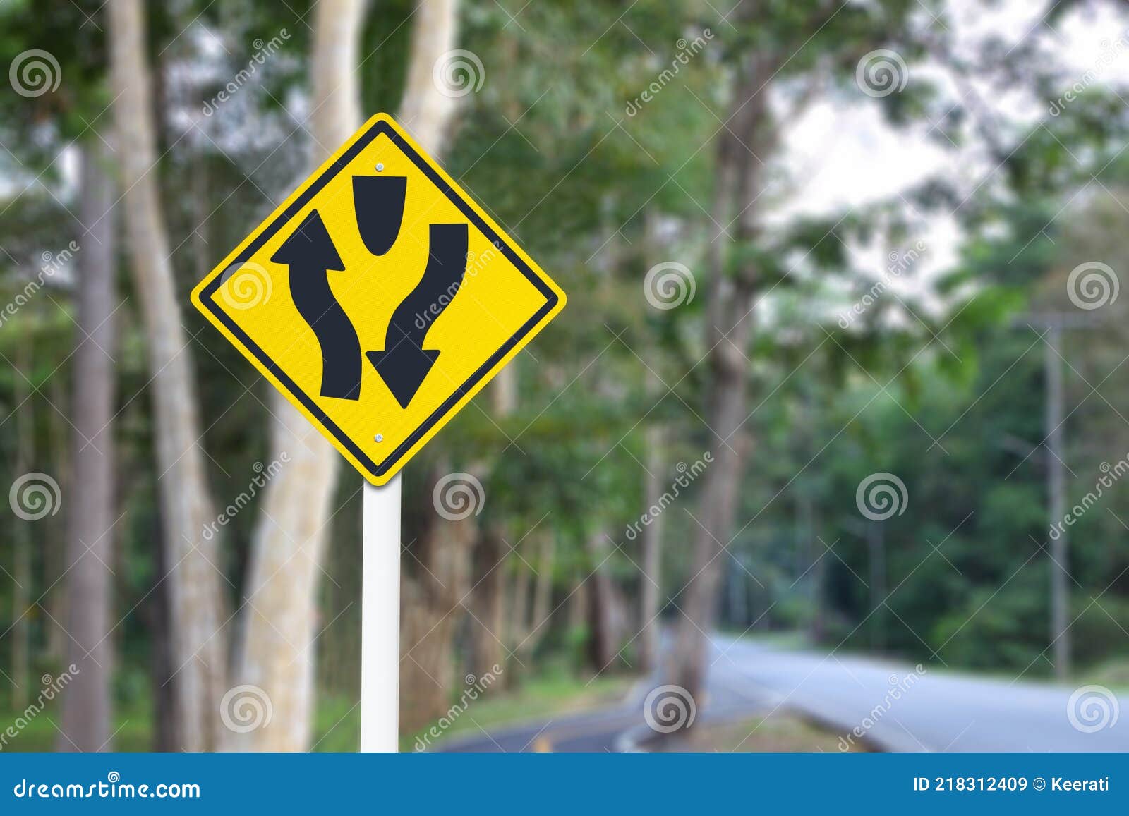 Split Direction Traffic Sign Blur Background Stock Image - Image of ...