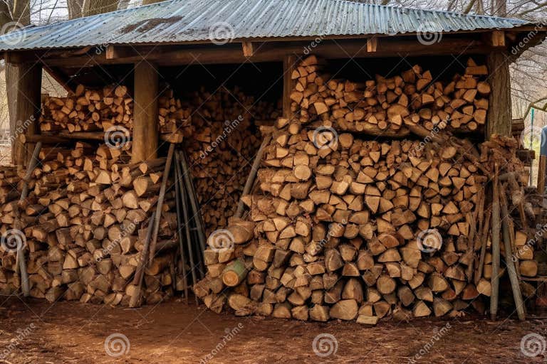 Split Firewood Pile with Different Log Sizes Stock Image - Image of ...